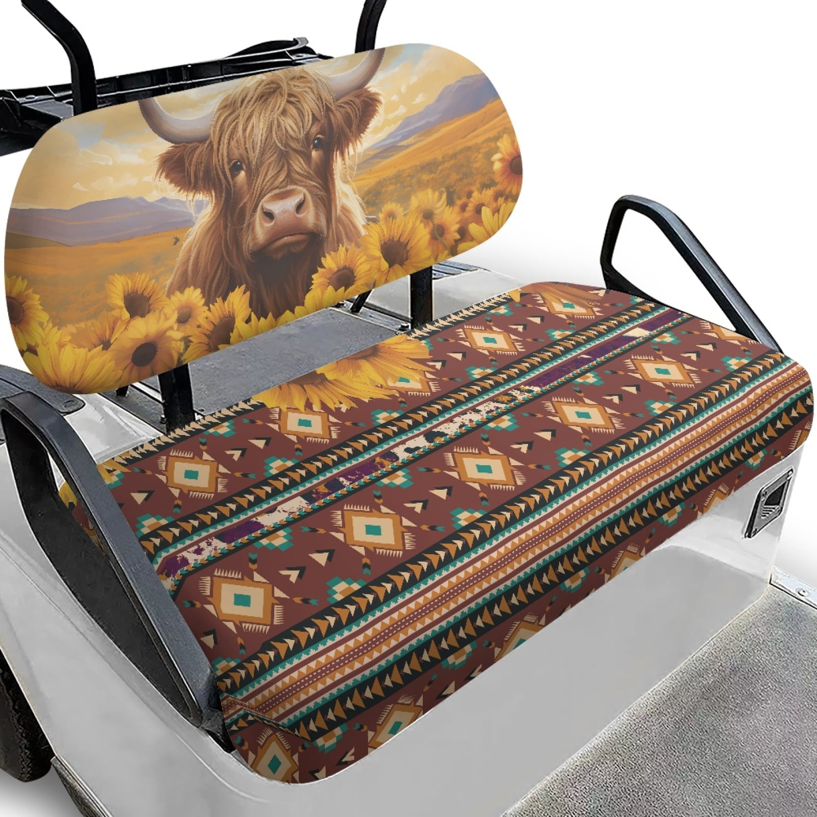Yuyamidu Highland Cow Golf Cart Seat Covers Southwest Aztec Backrest ...