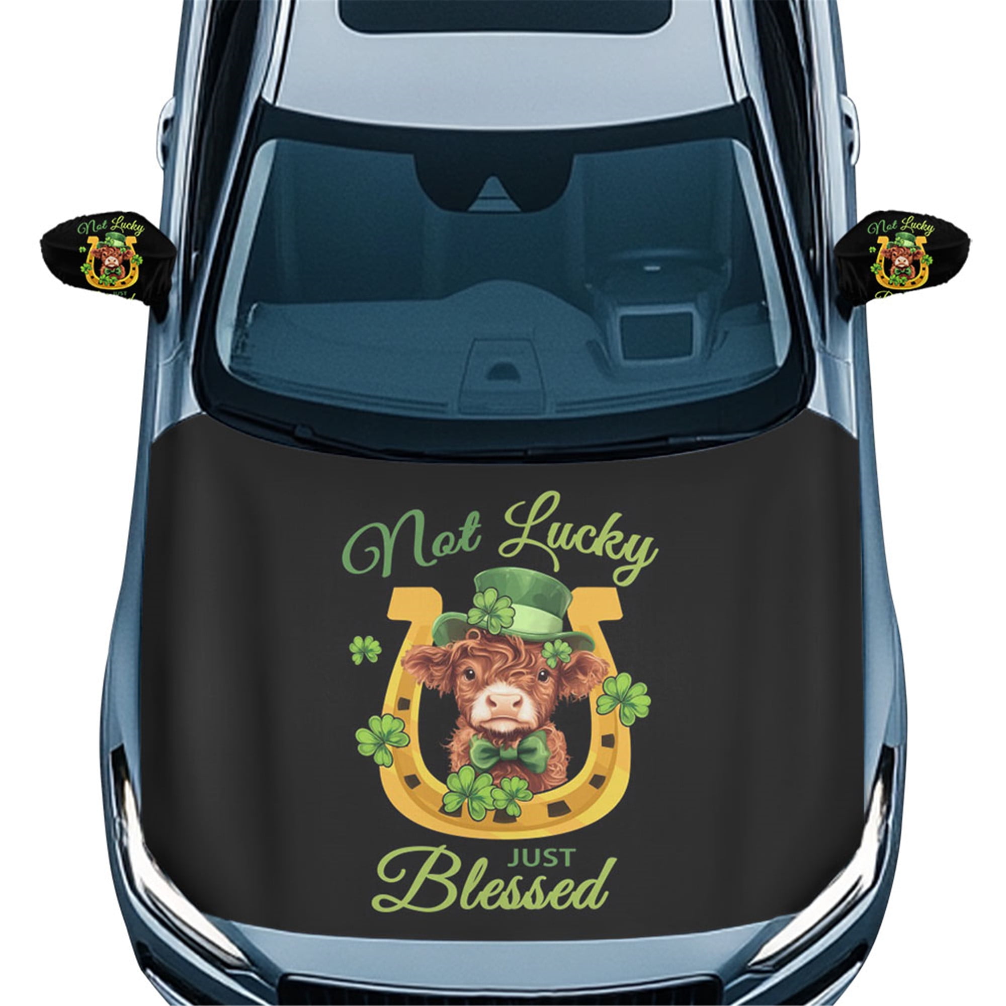 Yuyamidu Highland Cow Hood Covers for Cars Sedans Green Leaf Auto ...