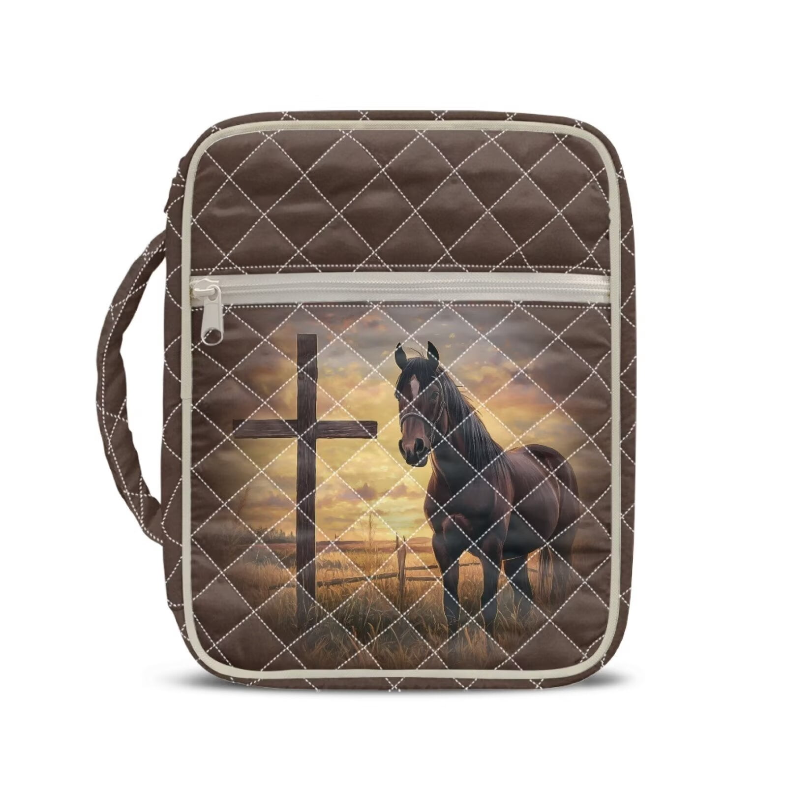 Yuyamidu Horse Bible Cover Case for Women Cross Large Quilted Bible ...