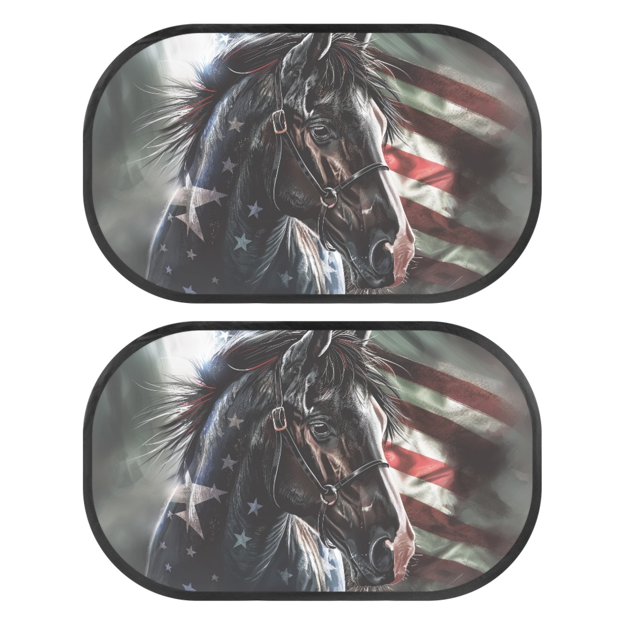 Yuyamidu Horse Car Print Car Side Window Sun Shade American Flag Car ...