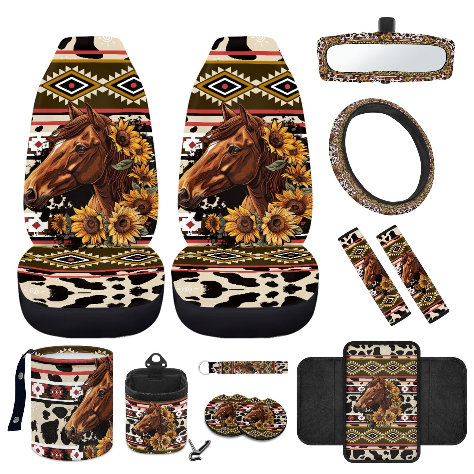 Yuyamidu Horse Front Car Seat Cover Full Set of 12 Western Aztec ...