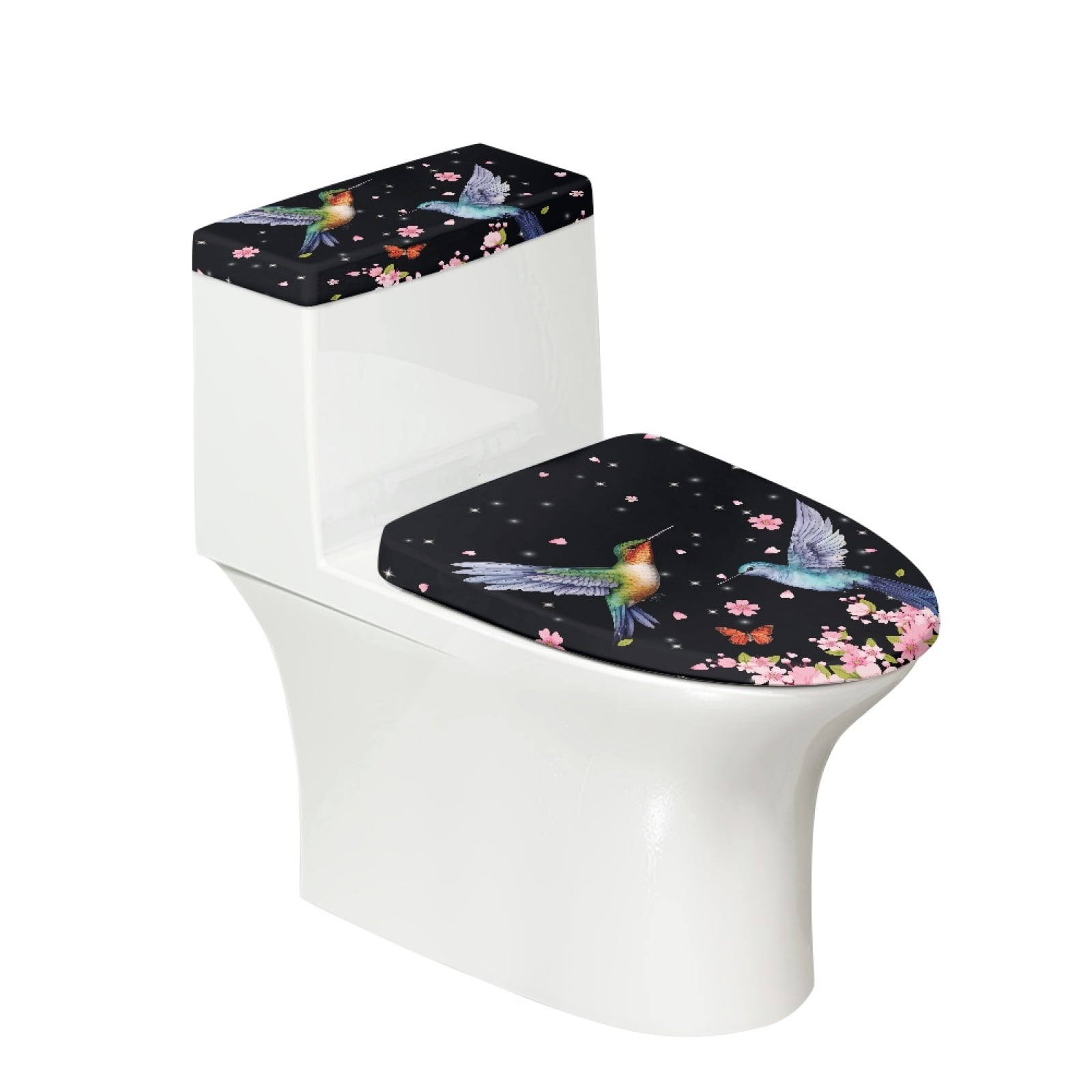 Yuyamidu Hummingbird Toilet Tank Cover Set of 2 Flower Toilet Lid Dust ...