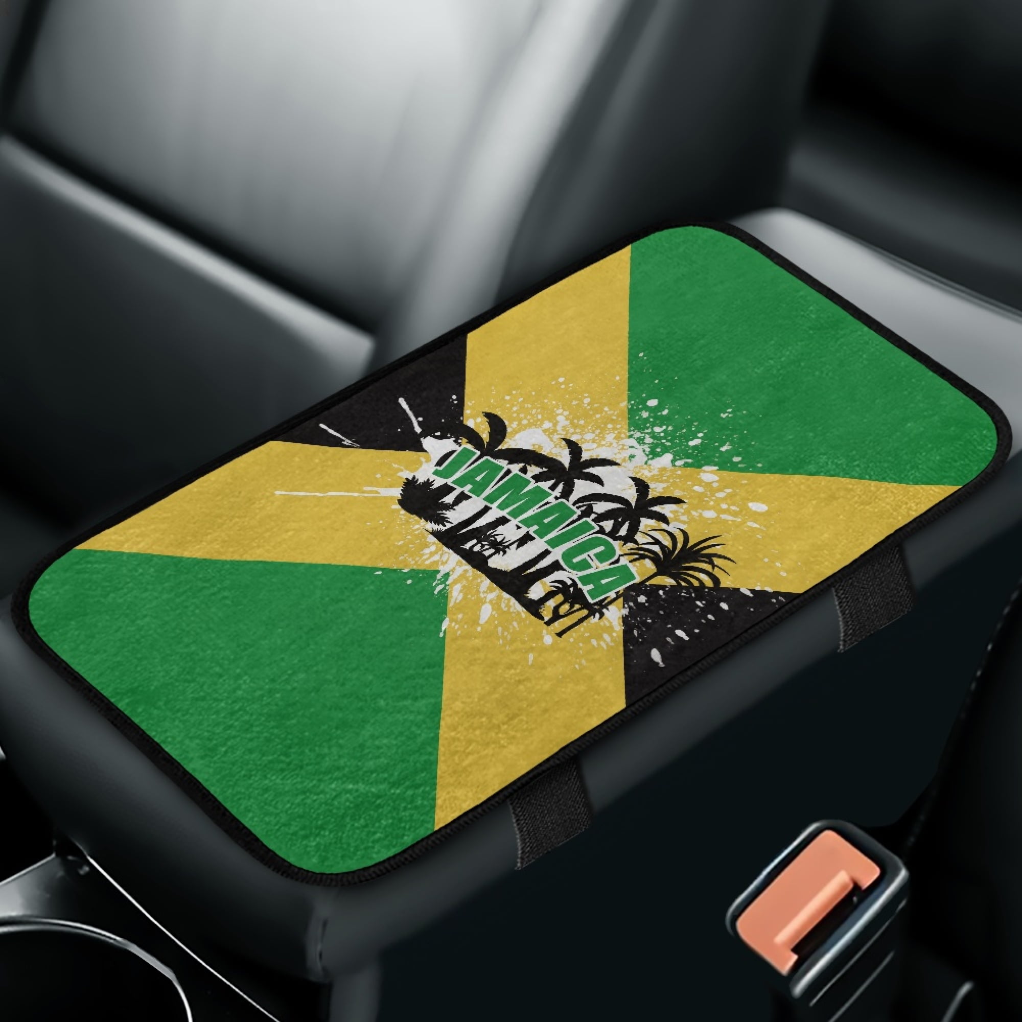 Yuyamidu Jamaican Flag Car Center Console Cover Coconut Tree Arm Rest ...