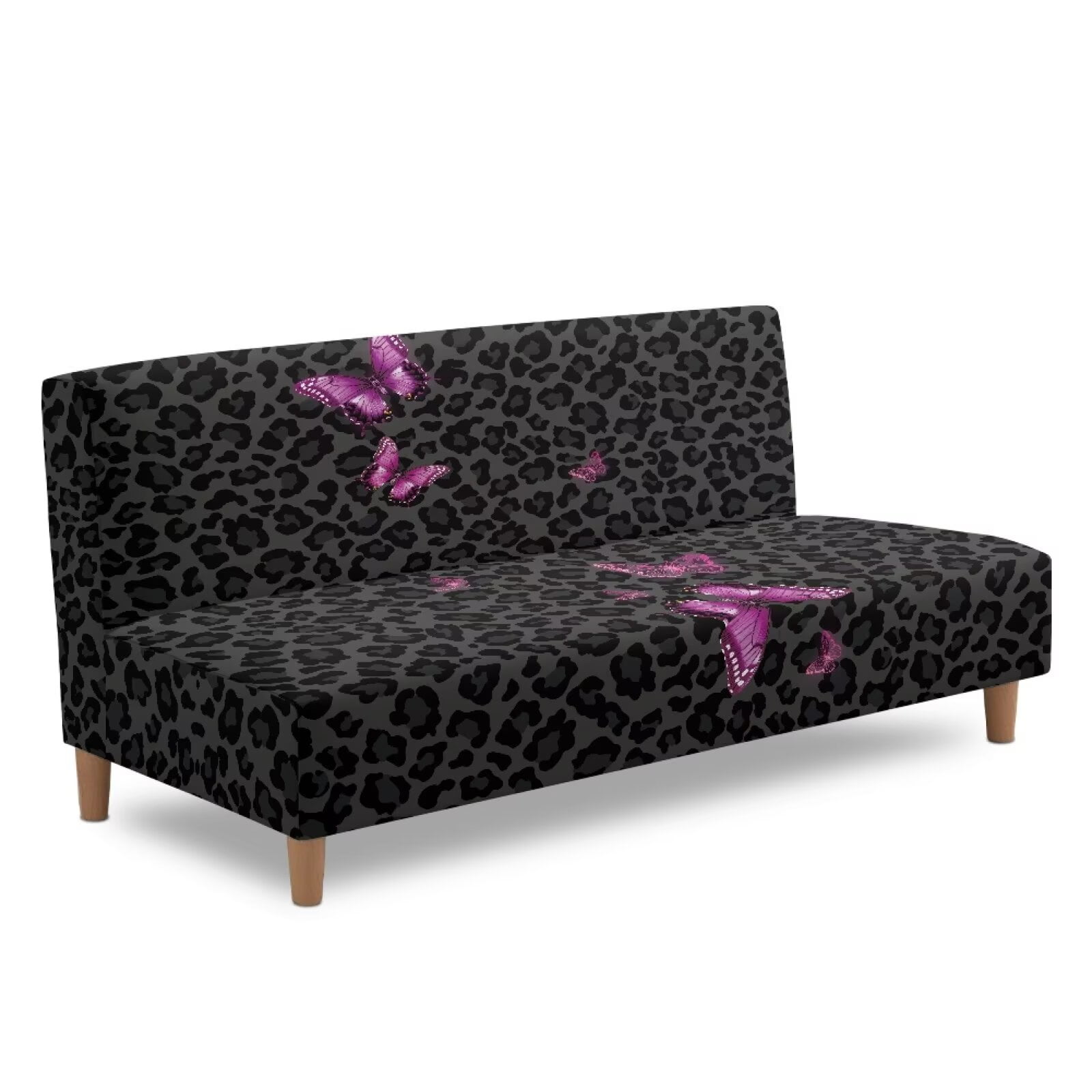 Yuyamidu Leopard Print Armless Futon Cover Non Slip Armless Futon Bed ...