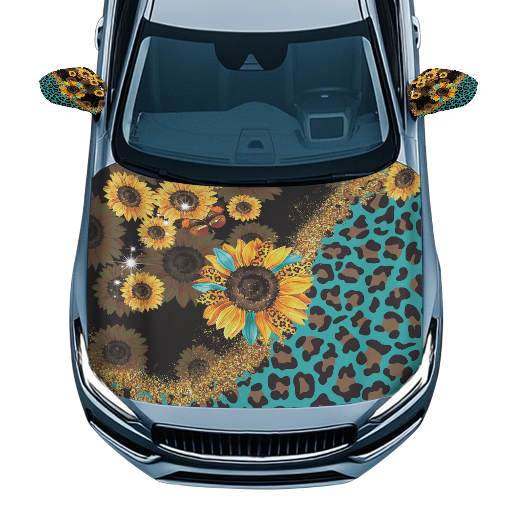 Yuyamidu Leopard Print Auto Side Mirror Wrap Sunflower Vehicle Front ...