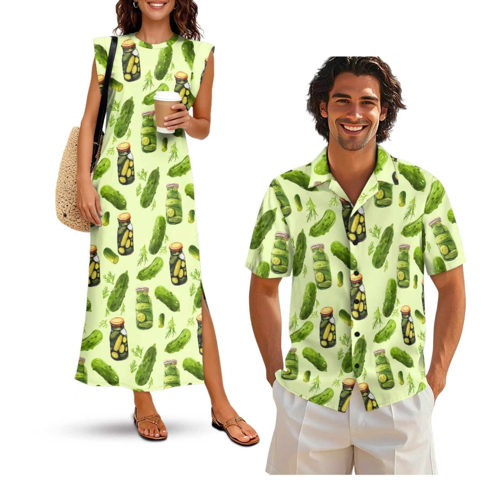 Yuyamidu Matching Outfits for Couples Pickles Mens Shirts Hawaiian ...