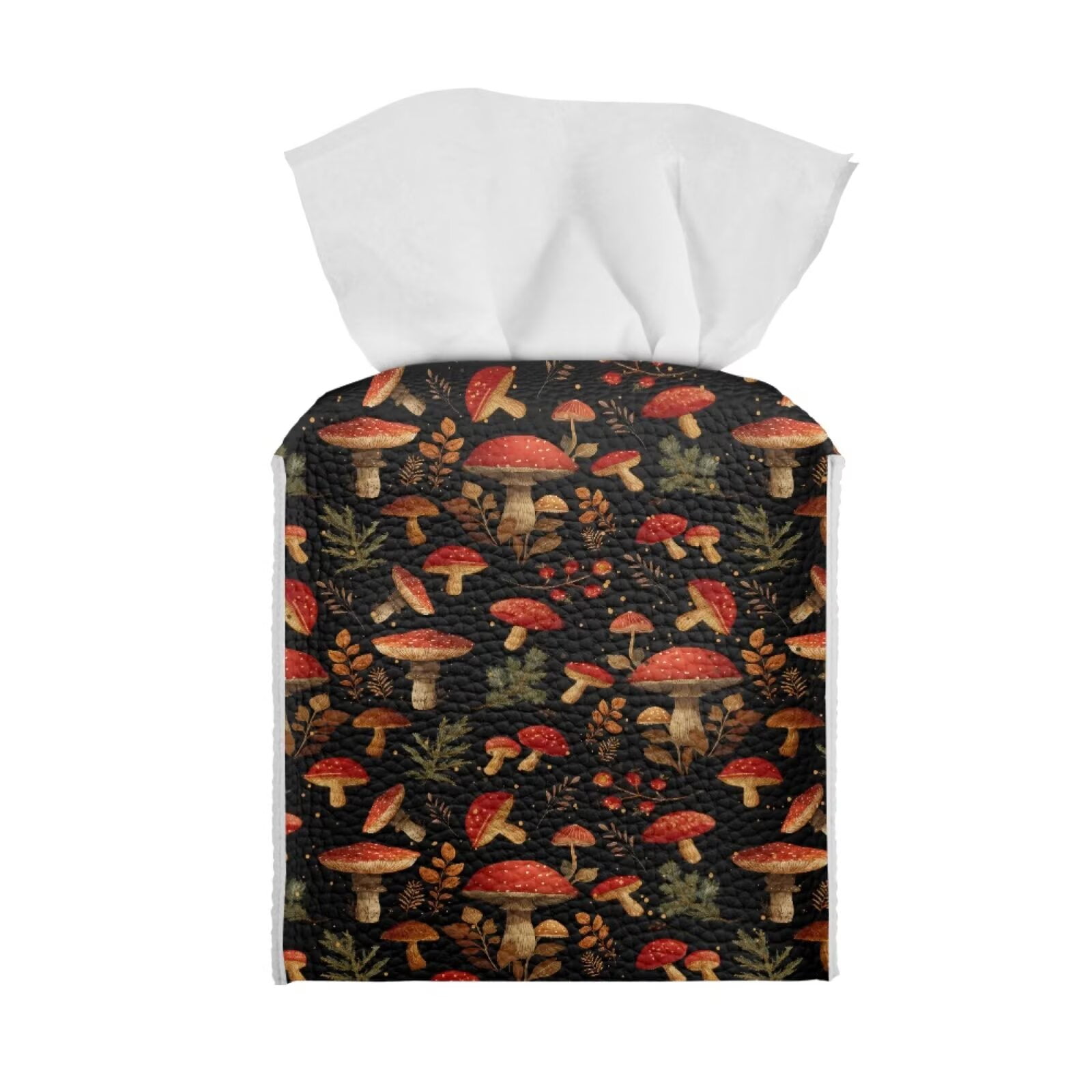 Yuyamidu Mushroom Square Tissue Box Cover for Living Room PU Leather ...