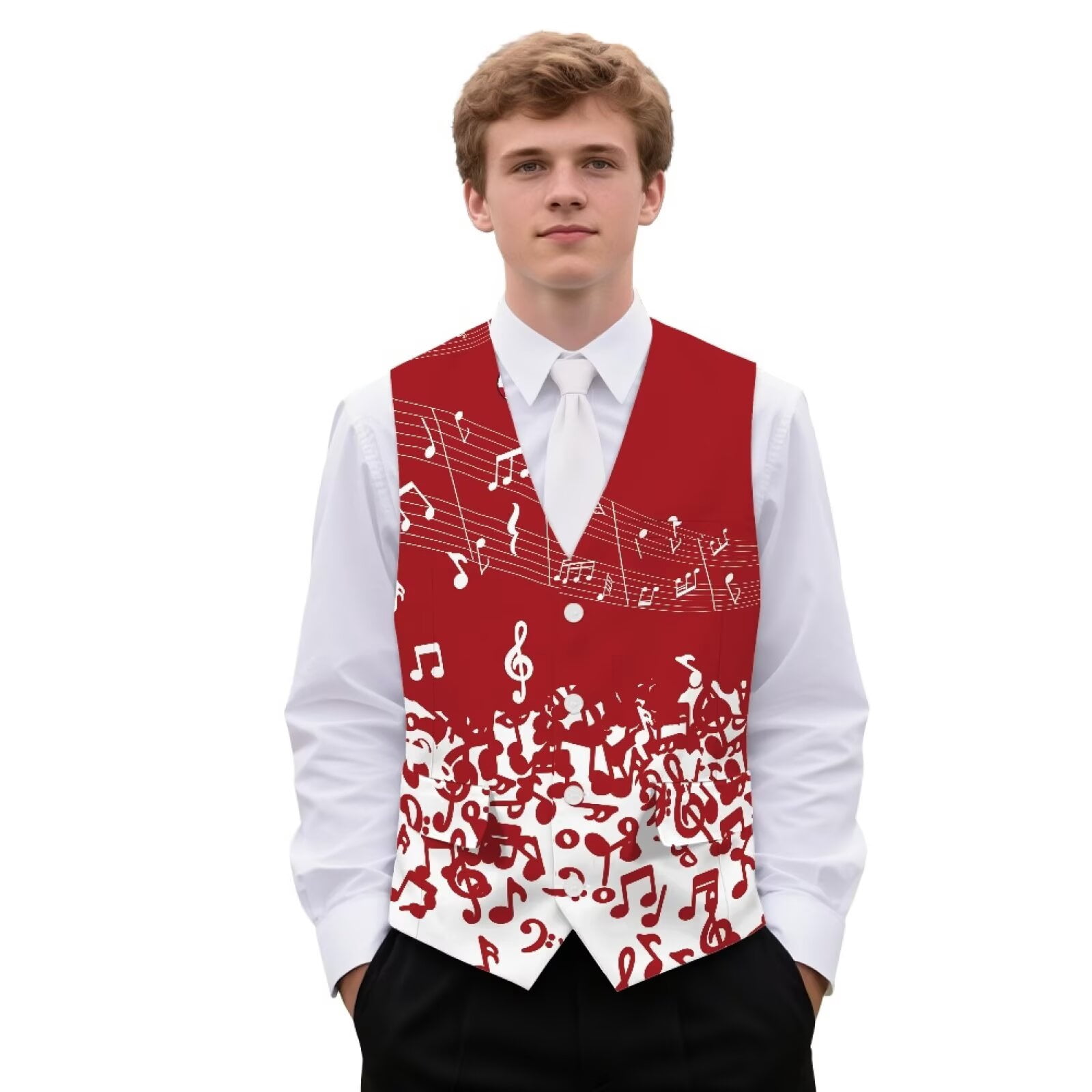 Yuyamidu Music Note Men's Casual Business Vests Lightweight Waistcoat ...