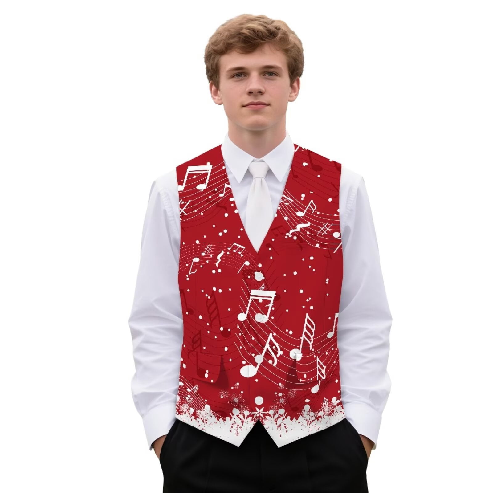 Yuyamidu Music Note Mens Suit Vest Snowflake Business Casual Dress ...
