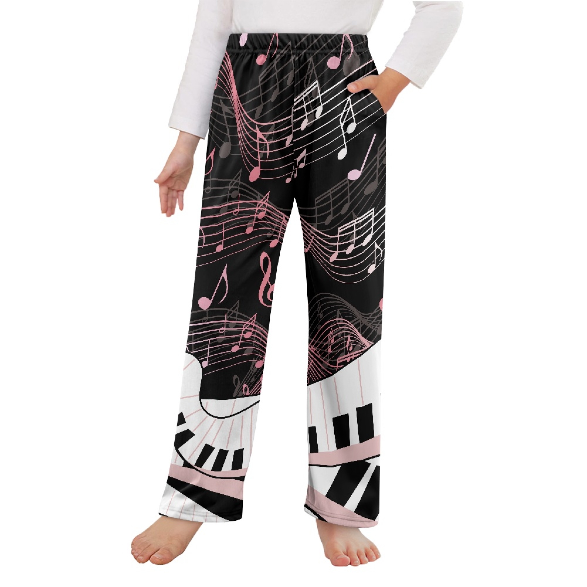 Yuyamidu Music Note Pajama Pants Girls 6-7 Piano Wide Leg Pants with ...