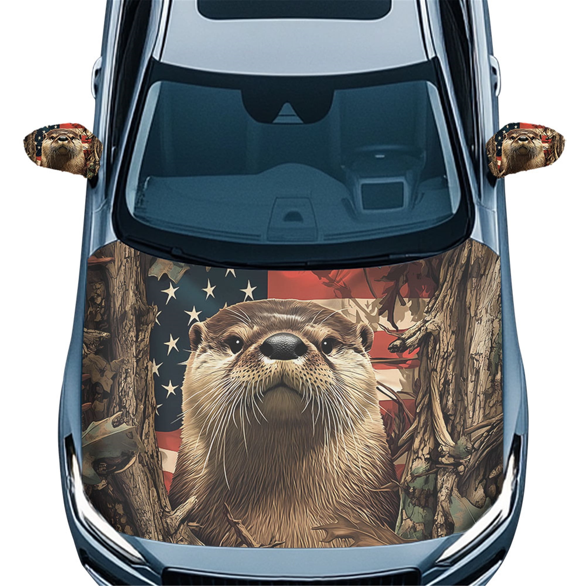 Yuyamidu Otter Hood Cover for Cars Sedans American Flag Exterior Rear ...