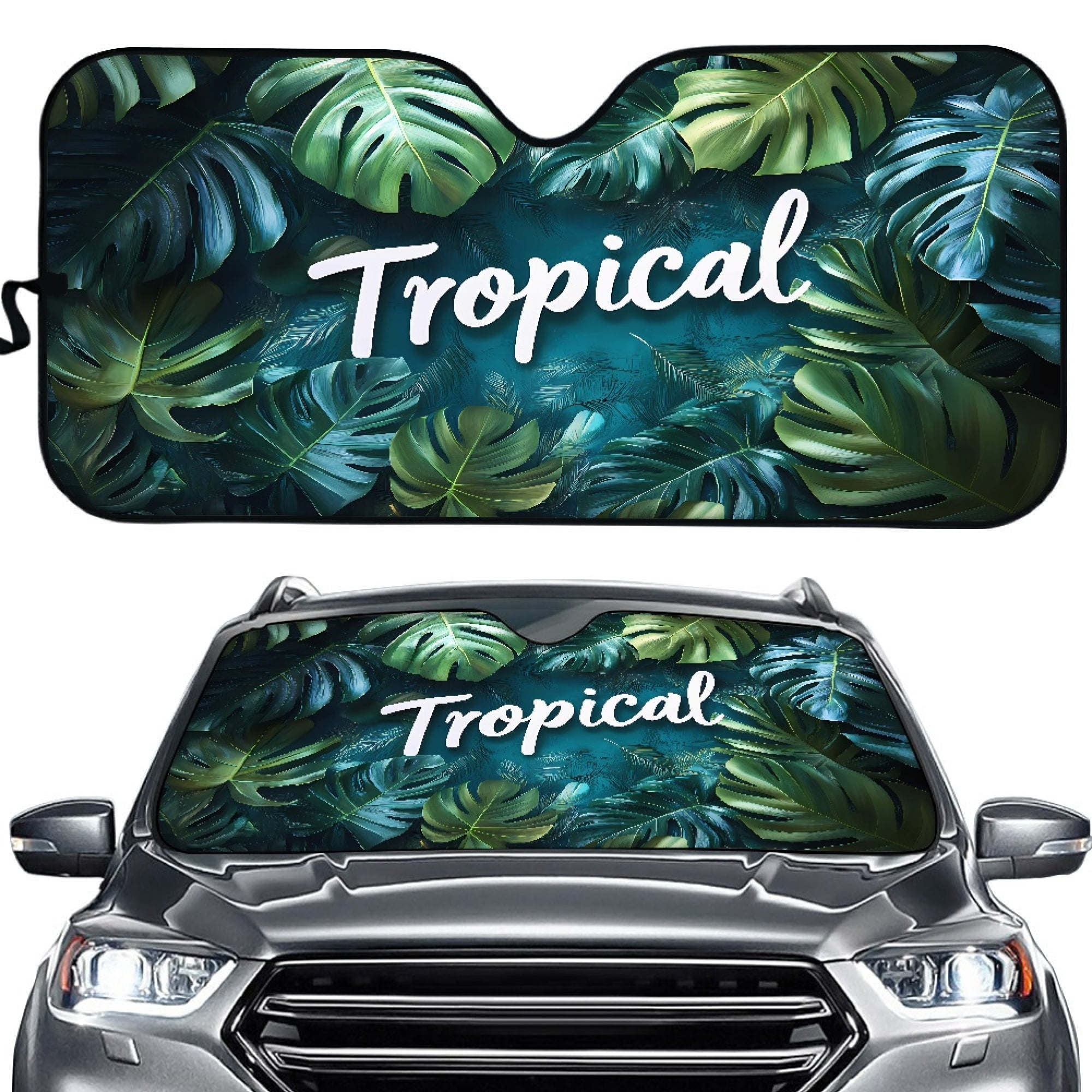 Yuyamidu Palm Leaves Car Sun Shade Windshield Green Automobile ...