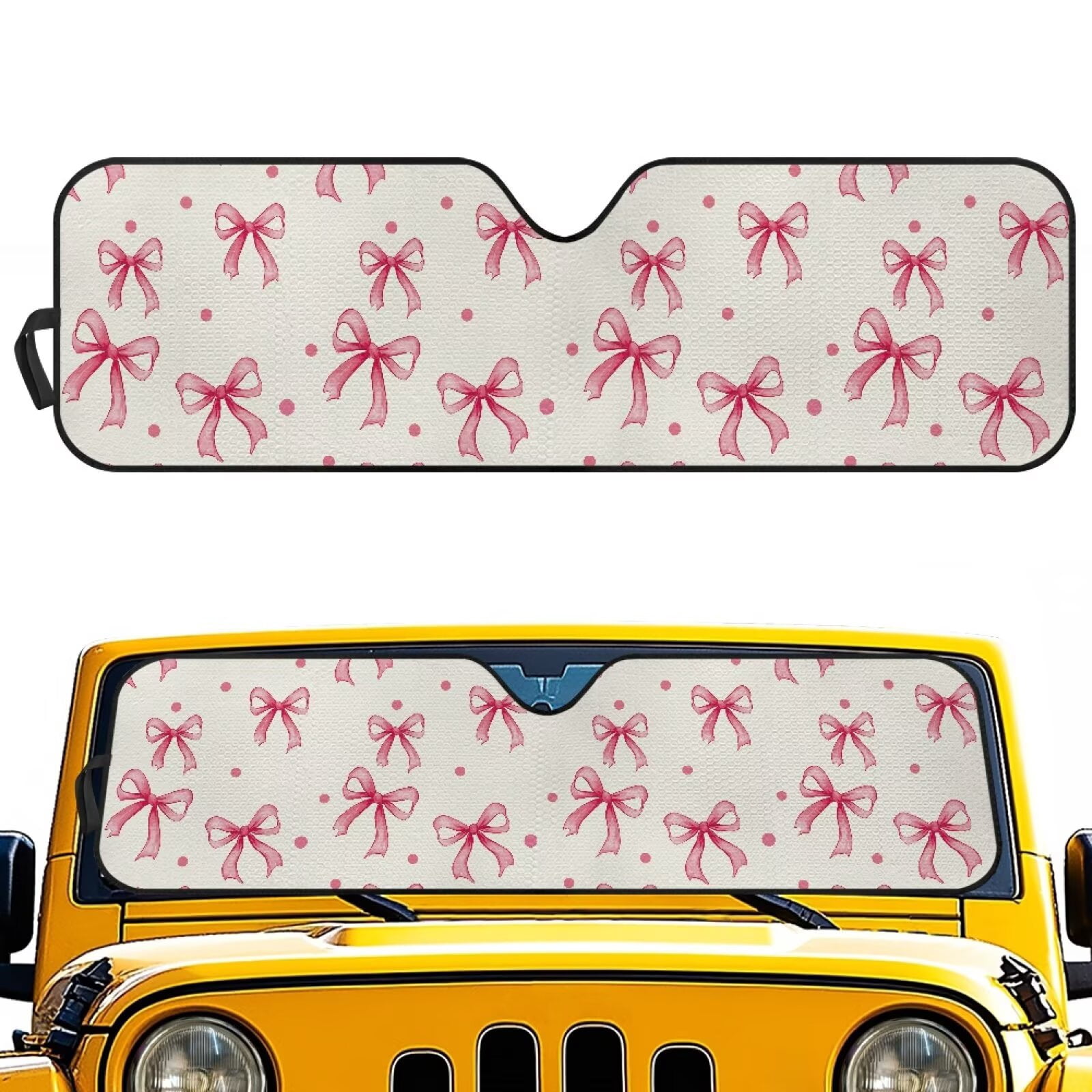 Yuyamidu Pink Bow Windshield Sun Shade for 2018-2024 Jeep Wrangler JL ...