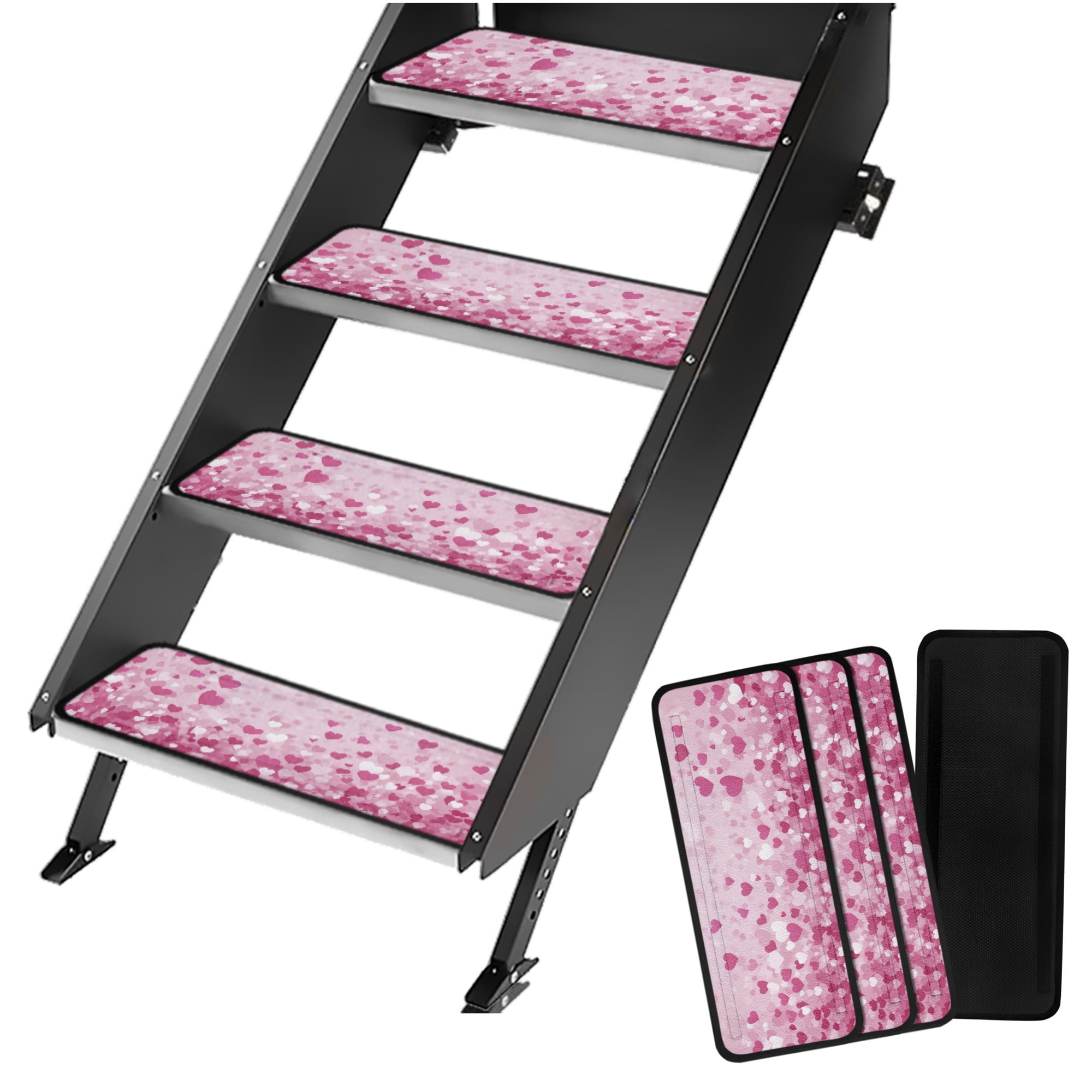 Yuyamidu Pink Heart RV Step Cover Washable RV Stair Covers Camper Step ...