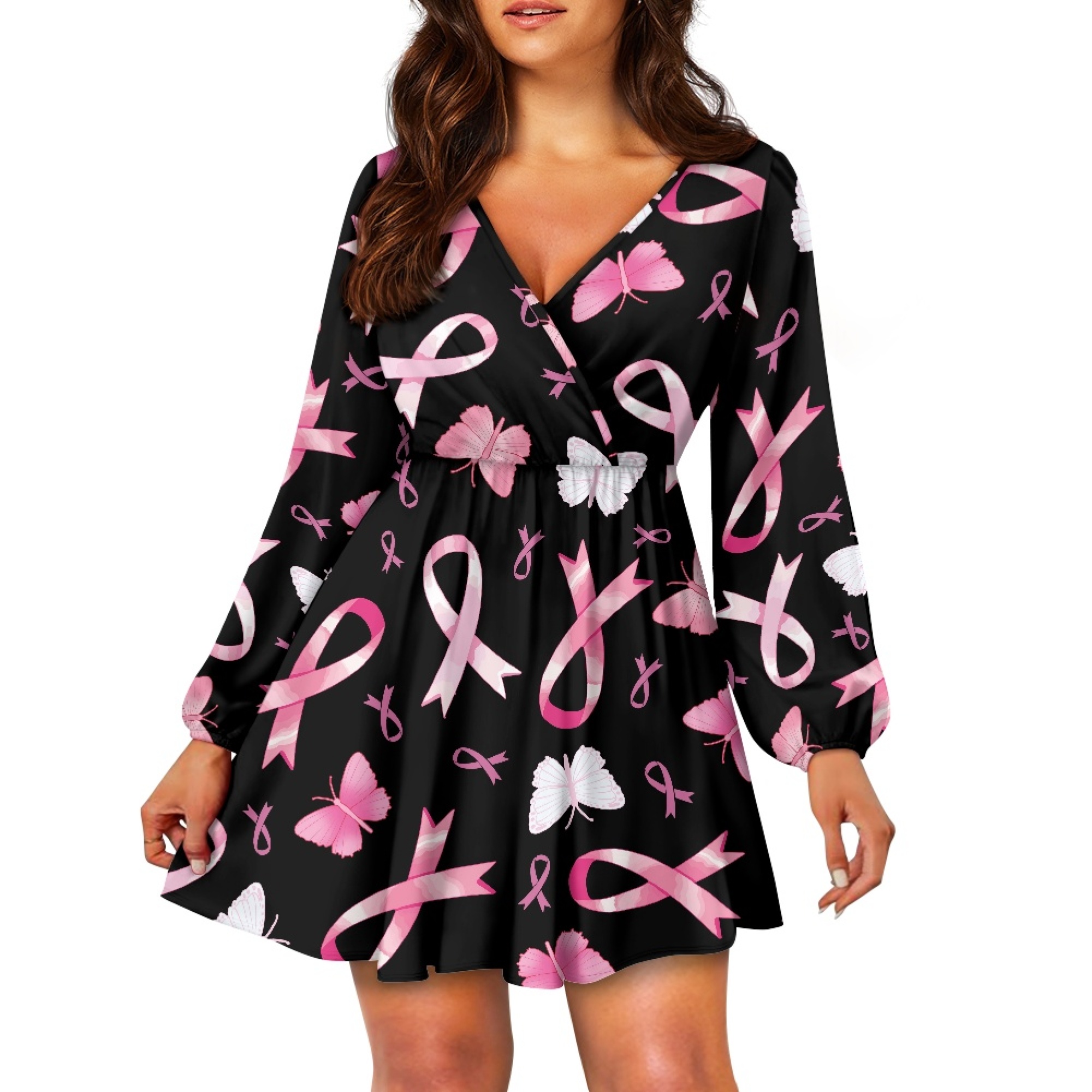 Yuyamidu Pink Ribbon Dress for Women Long Sleeve Party Dresses ...