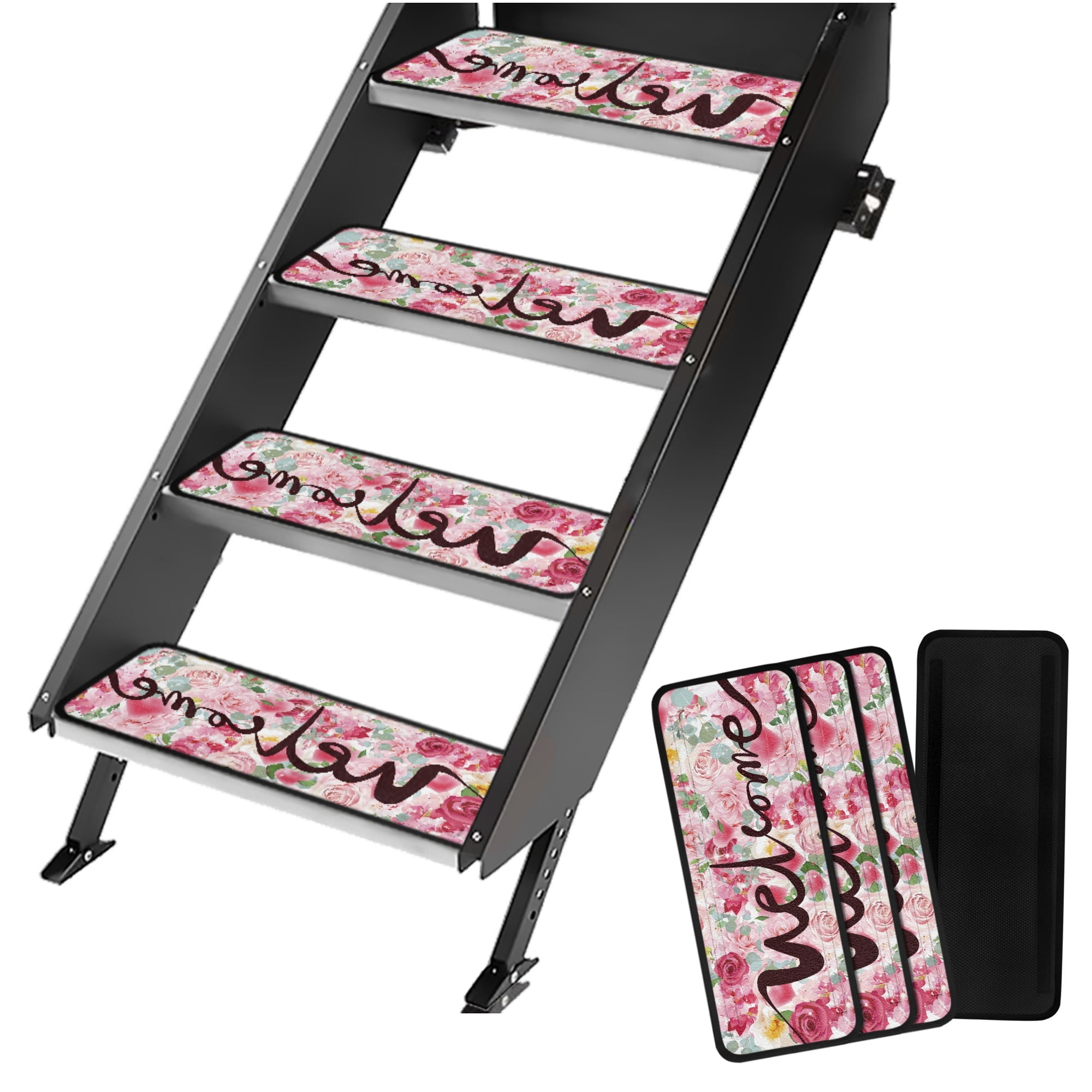 Yuyamidu Pink Rose RV Step Covers 4 Pack RV Step Carpet Decorative ...