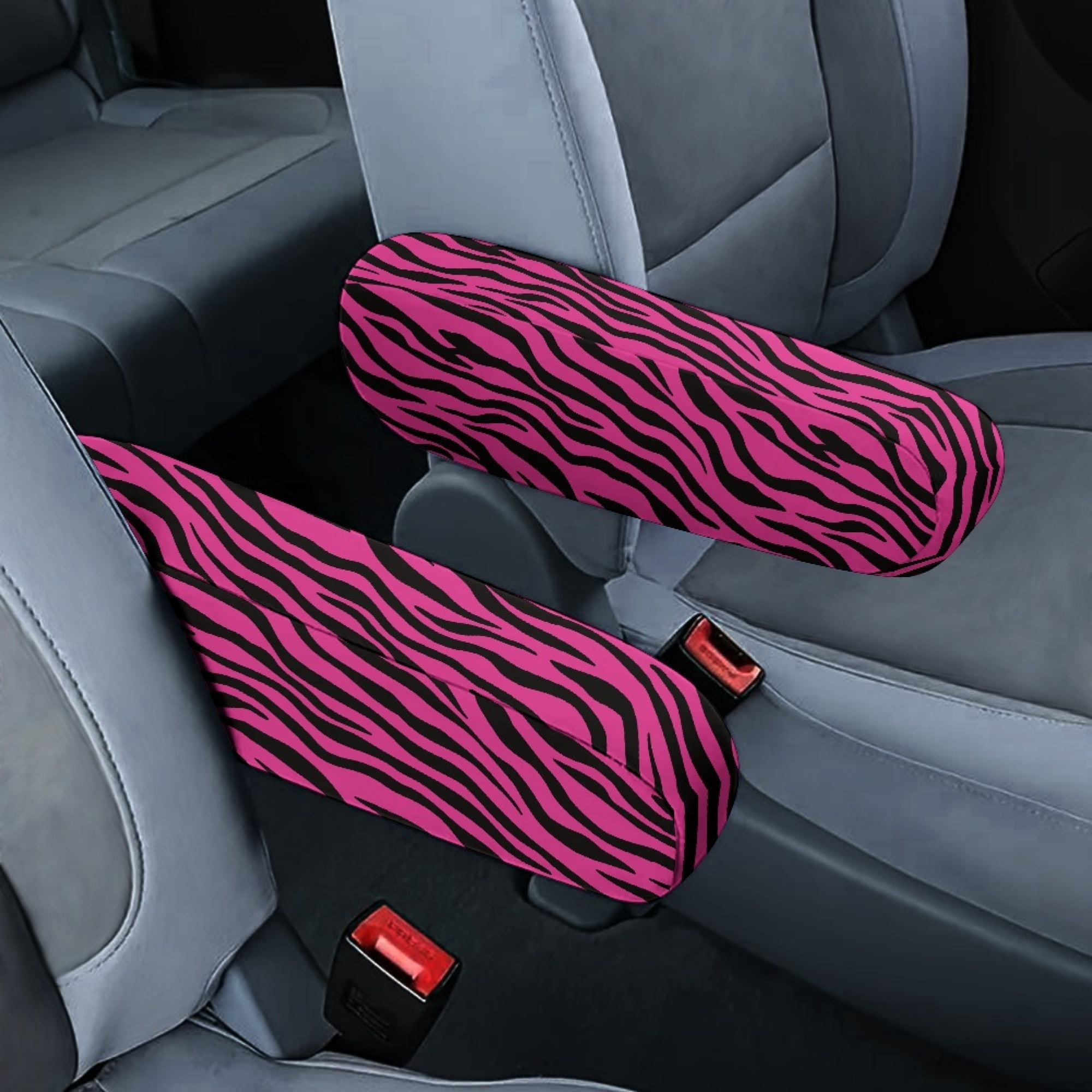 Yuyamidu Pink Zebra Stripe Car Front Seat Armrest Cover 1 Pair Armrest ...