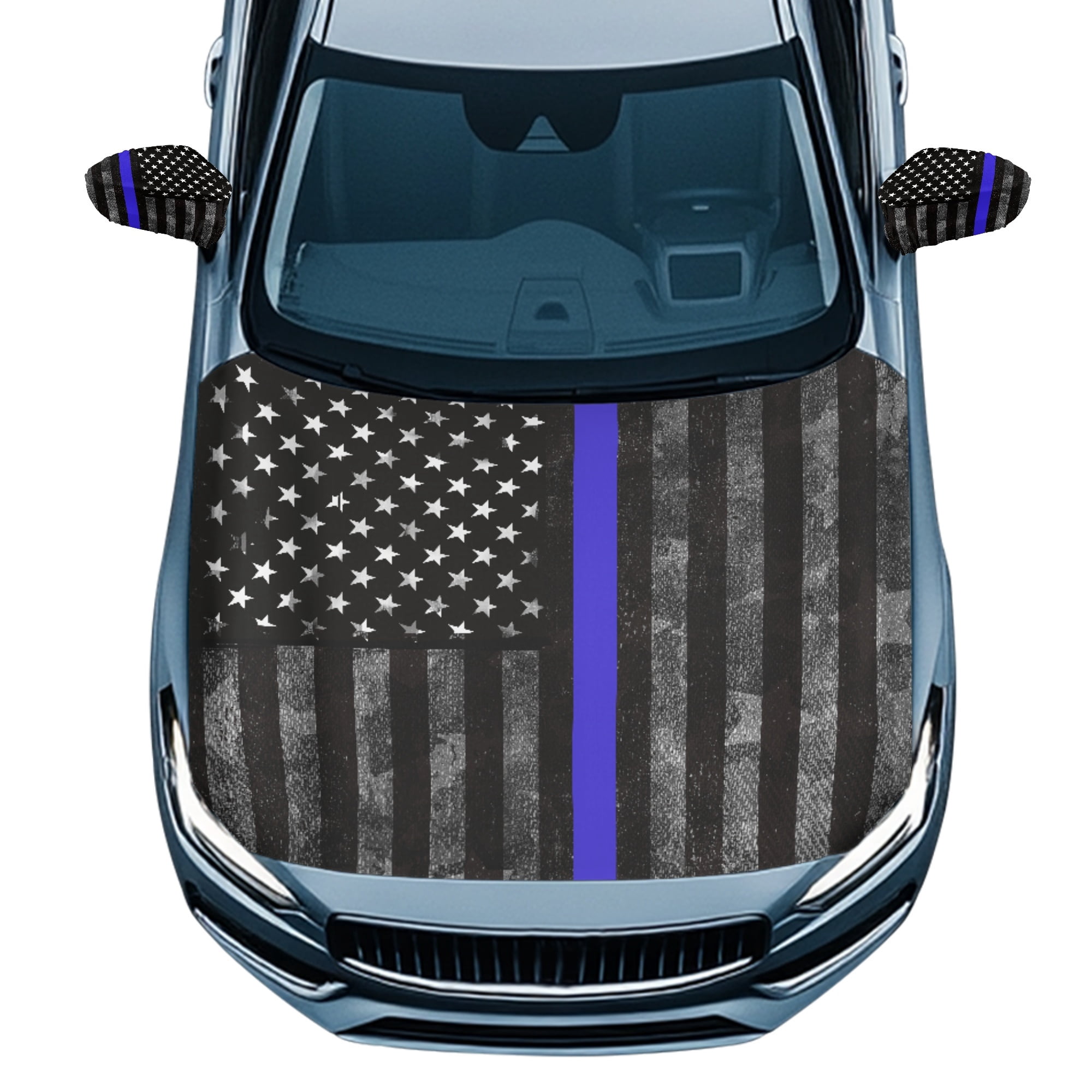 Yuyamidu Police Flag Auto Side Mirror Wrap with Front Hood Cover for ...