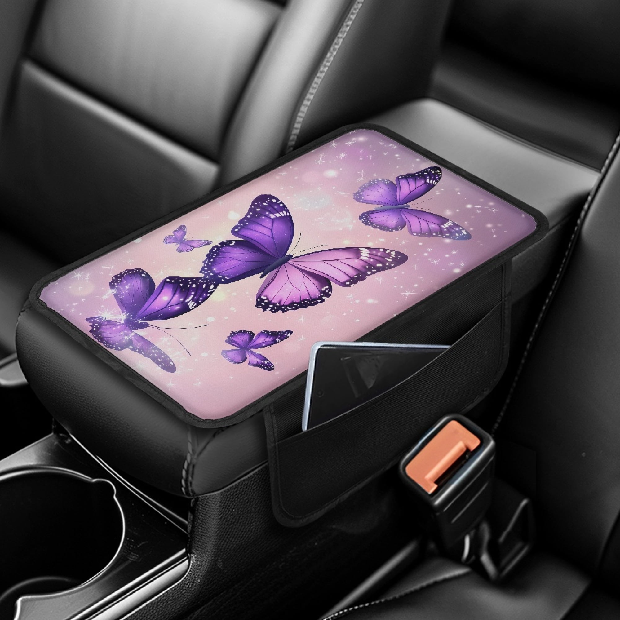 Yuyamidu Purple Butterfly Car Arm Rest Cover Pad Bling Car Center ...