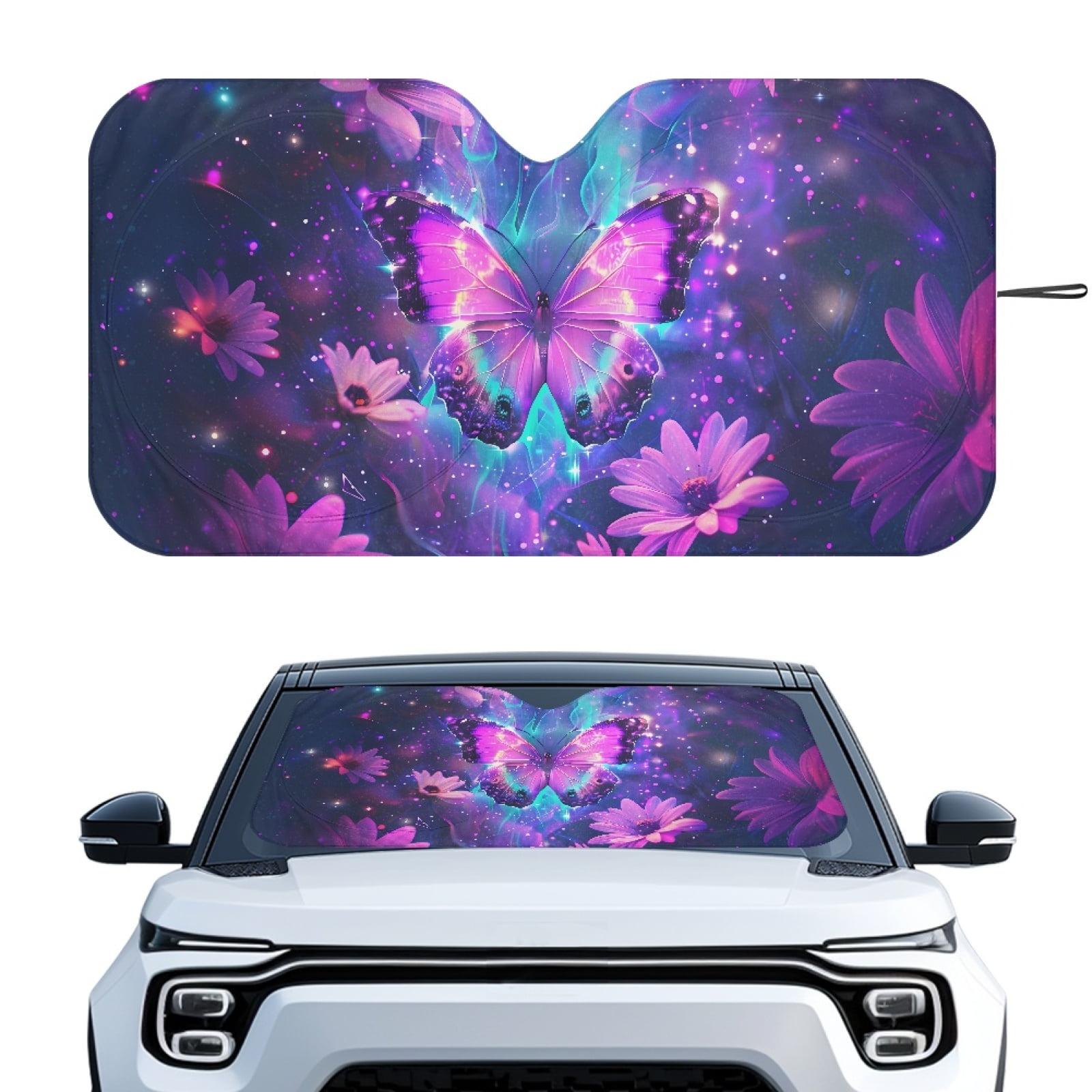 Yuyamidu Purple Butterfly Car Sunshade for SUV Truck Van Sunflower Car ...