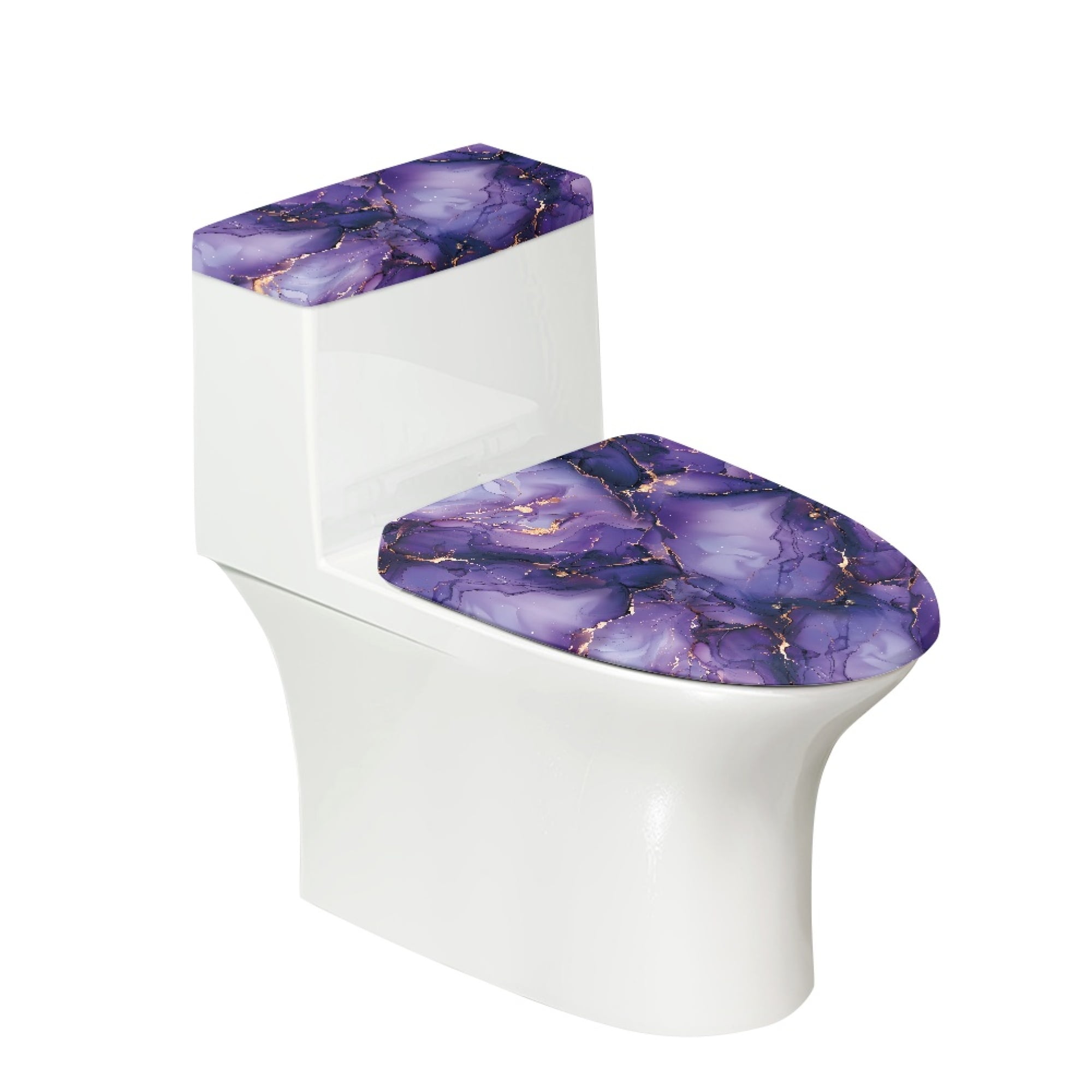 Yuyamidu Purple Marble Print Toilet Tank Cover Sets for Bathroom ...
