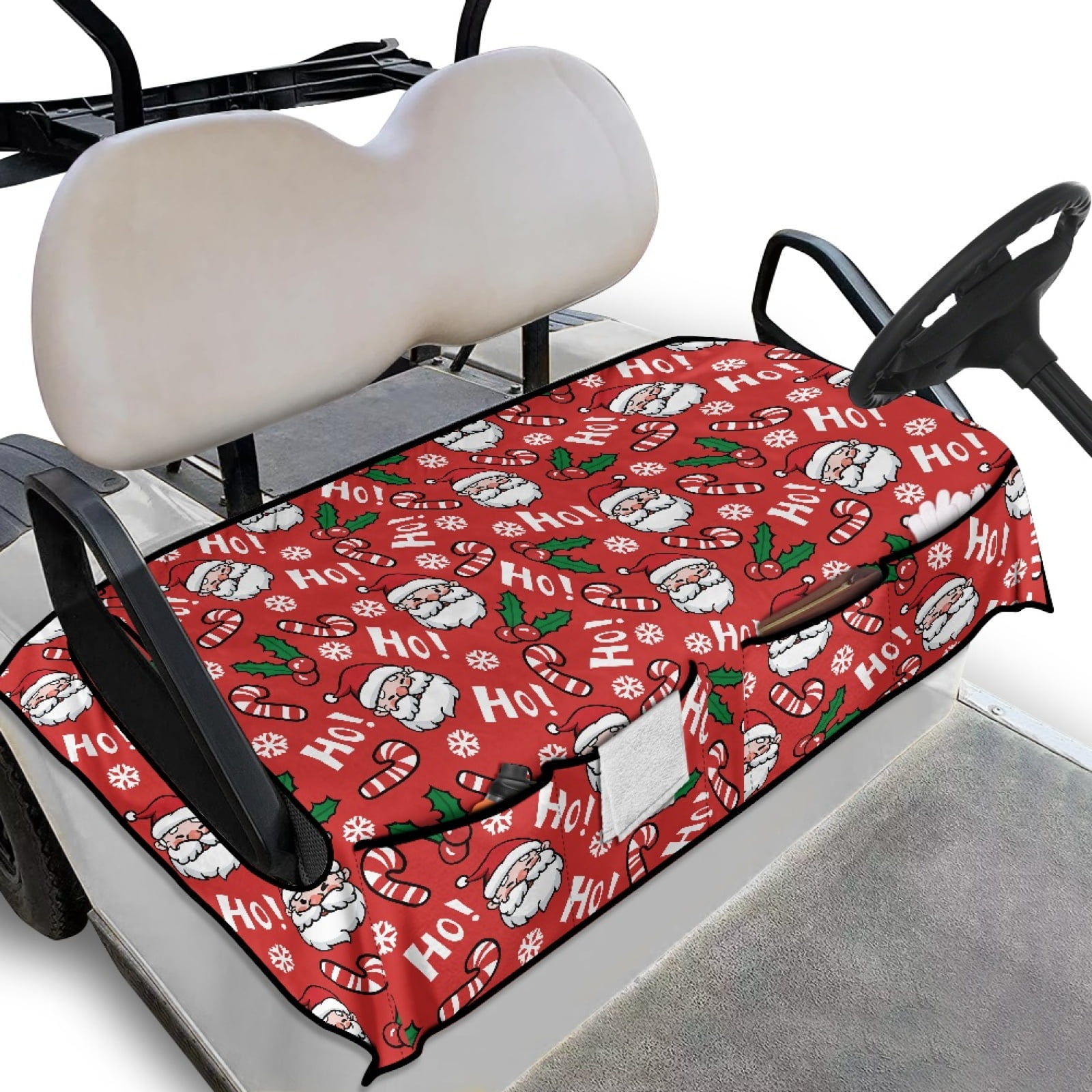 Yuyamidu Santa Claus Golf Cart Seat Covers Candy Canes Golf Cart Seat ...
