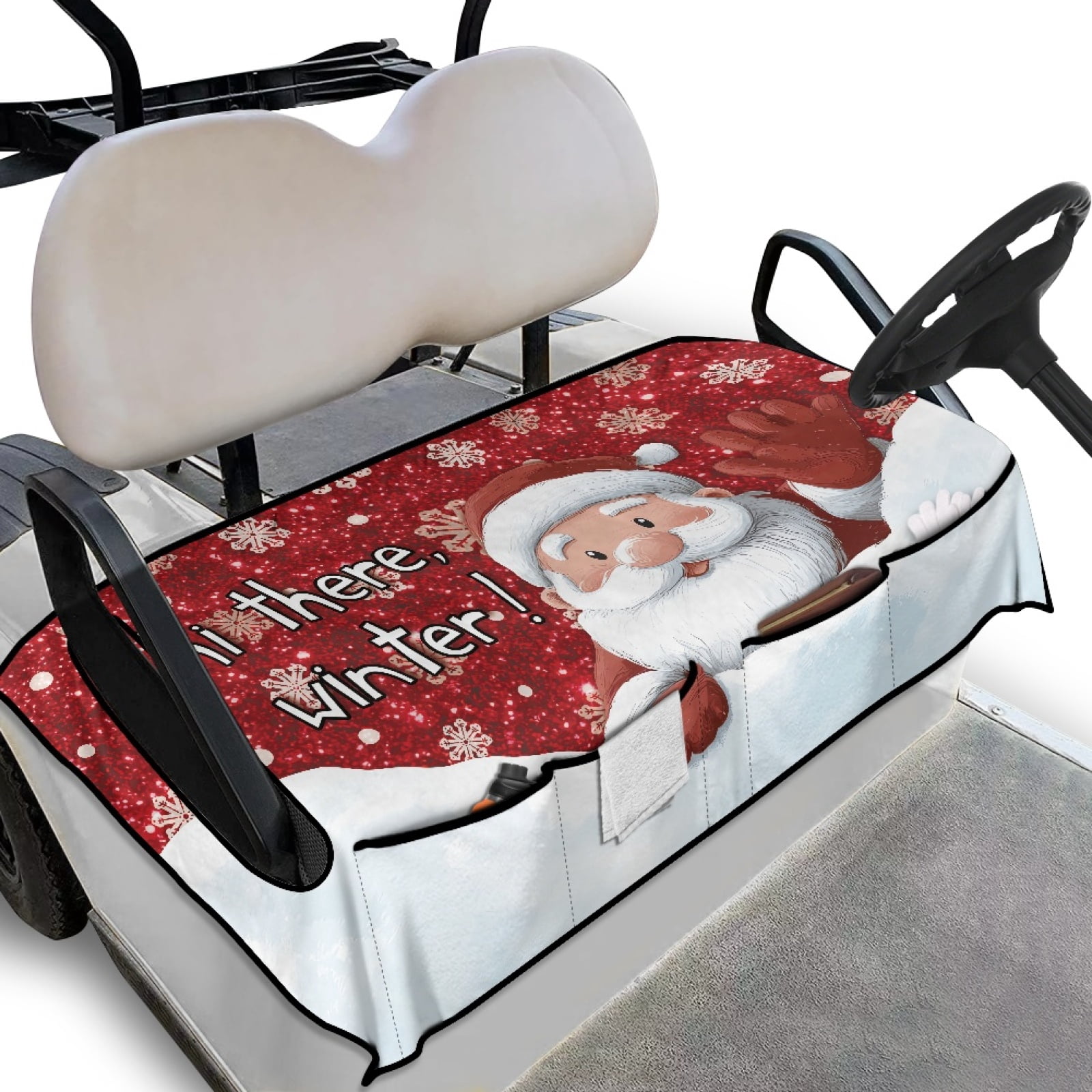 Yuyamidu Santa Claus Golf Cart Seat Covers with Pockets Snowflake Golf ...