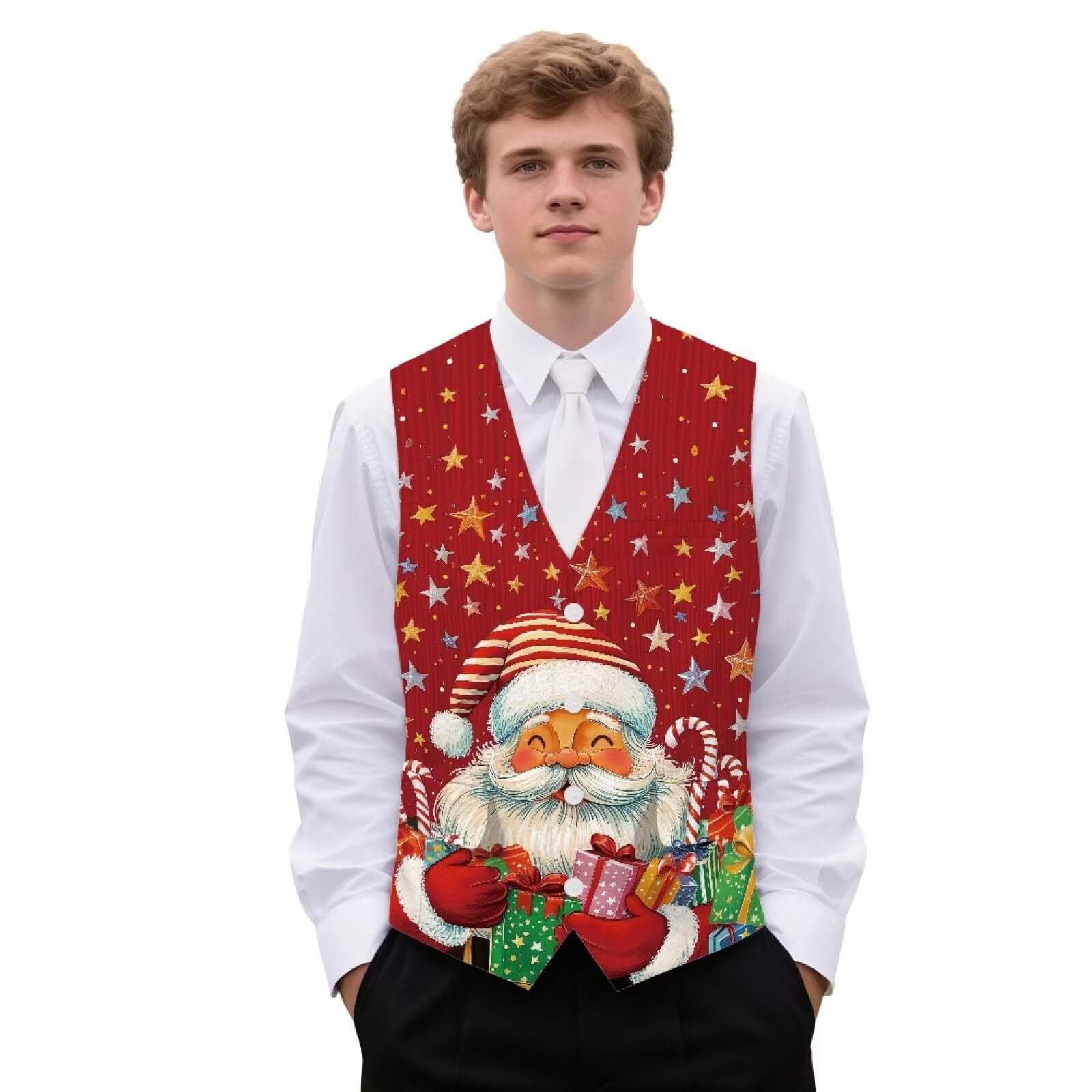 Yuyamidu Santa Claus Men's Suit Vest for Wedding Prom Business Formal ...