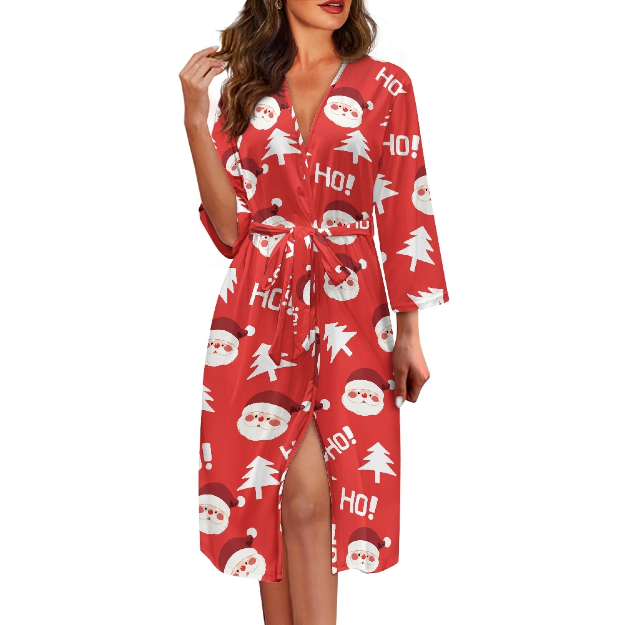 Yuyamidu Santa Robes for Women Sexy Plus Size S HO-HO-HO Mid-Calf ...
