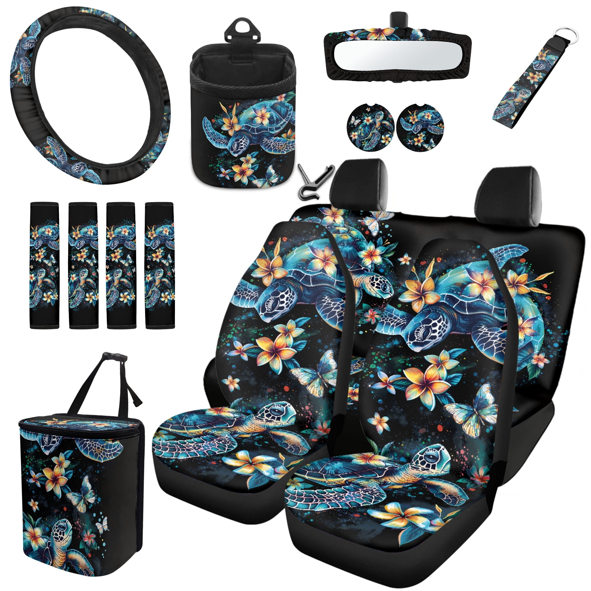 Yuyamidu Sea Turtle Car Seat Cover Full Set of 15 Piece Hibiscus ...