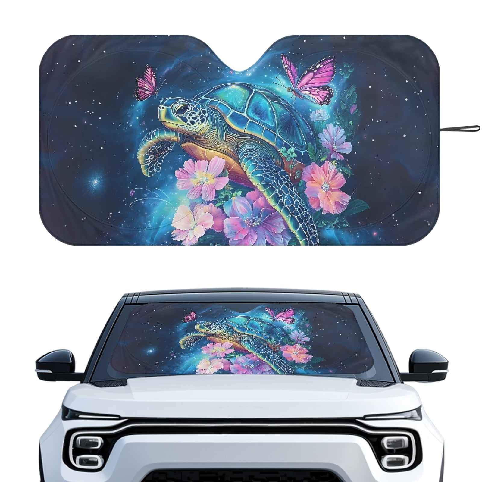 Yuyamidu Sea Turtle Car Sun Shade Hibiscus Auto Sun Visor Protector ...