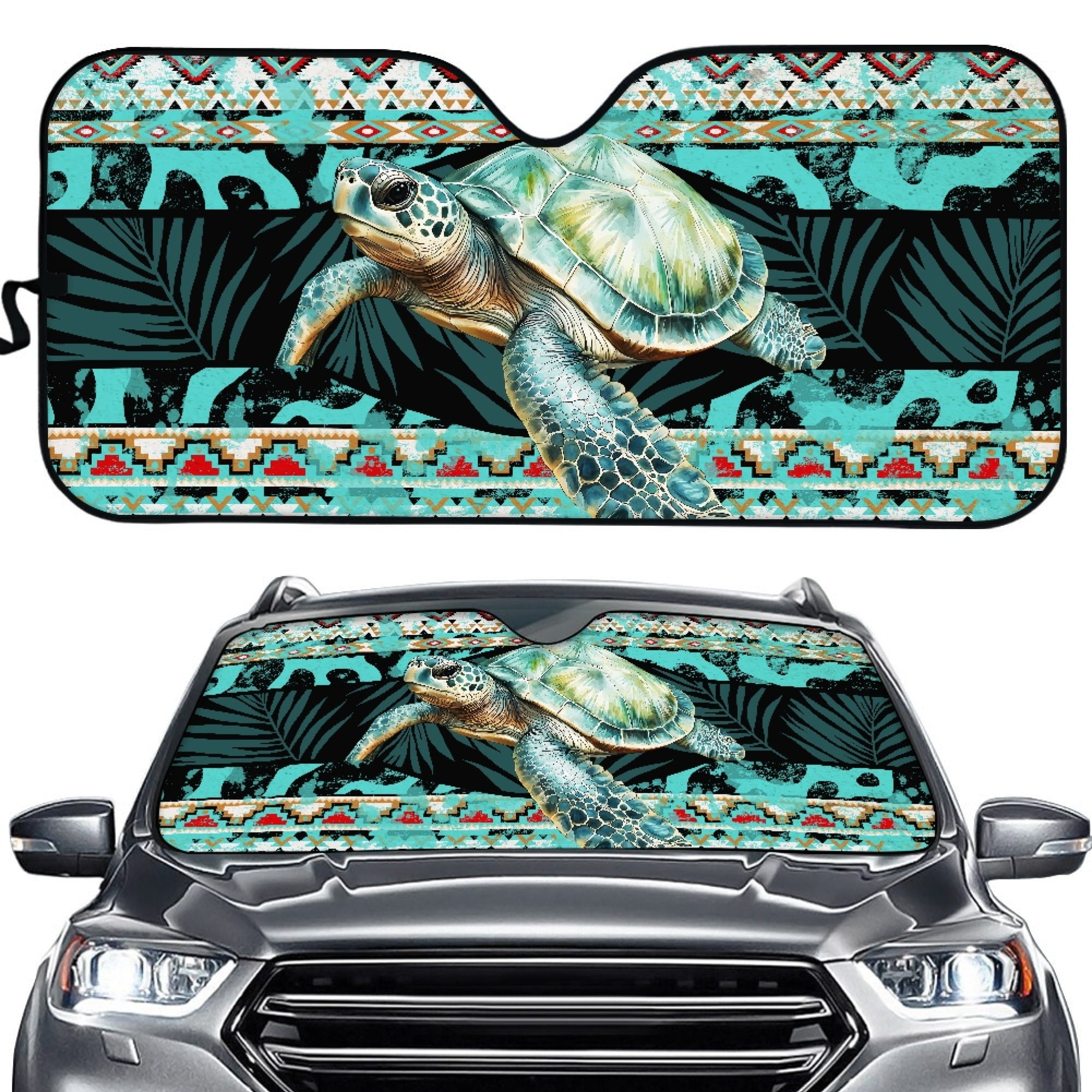 Yuyamidu Sea Turtle Front Window Car Sun Shade Aztec Windshield ...