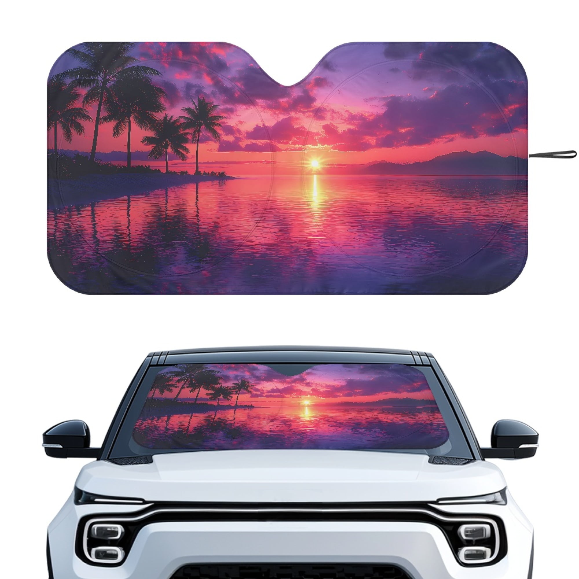 Yuyamidu Seaside Sun Shade for Car Window Sunset Automotive Windshield ...