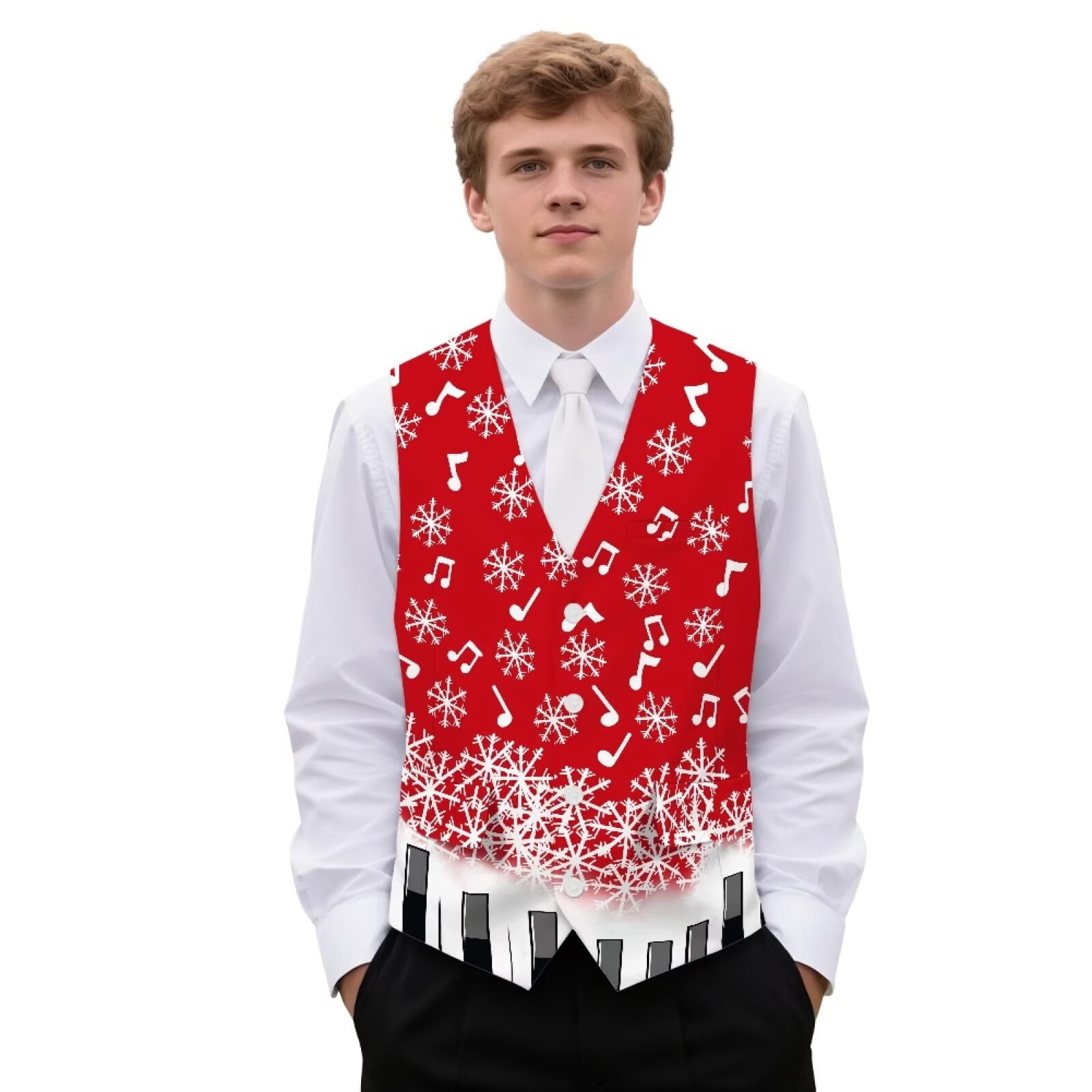 Yuyamidu Snowflake Mens Suit Vest Business Casual Dress Waistcoat Vest ...