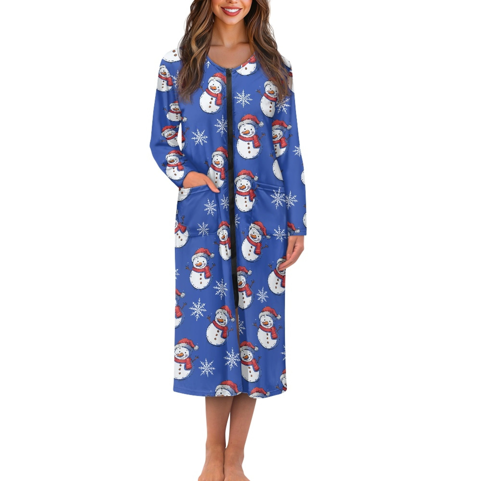 Yuyamidu Snowman Long Sleeve Bathrobe for Women Size XL Snowflake ...