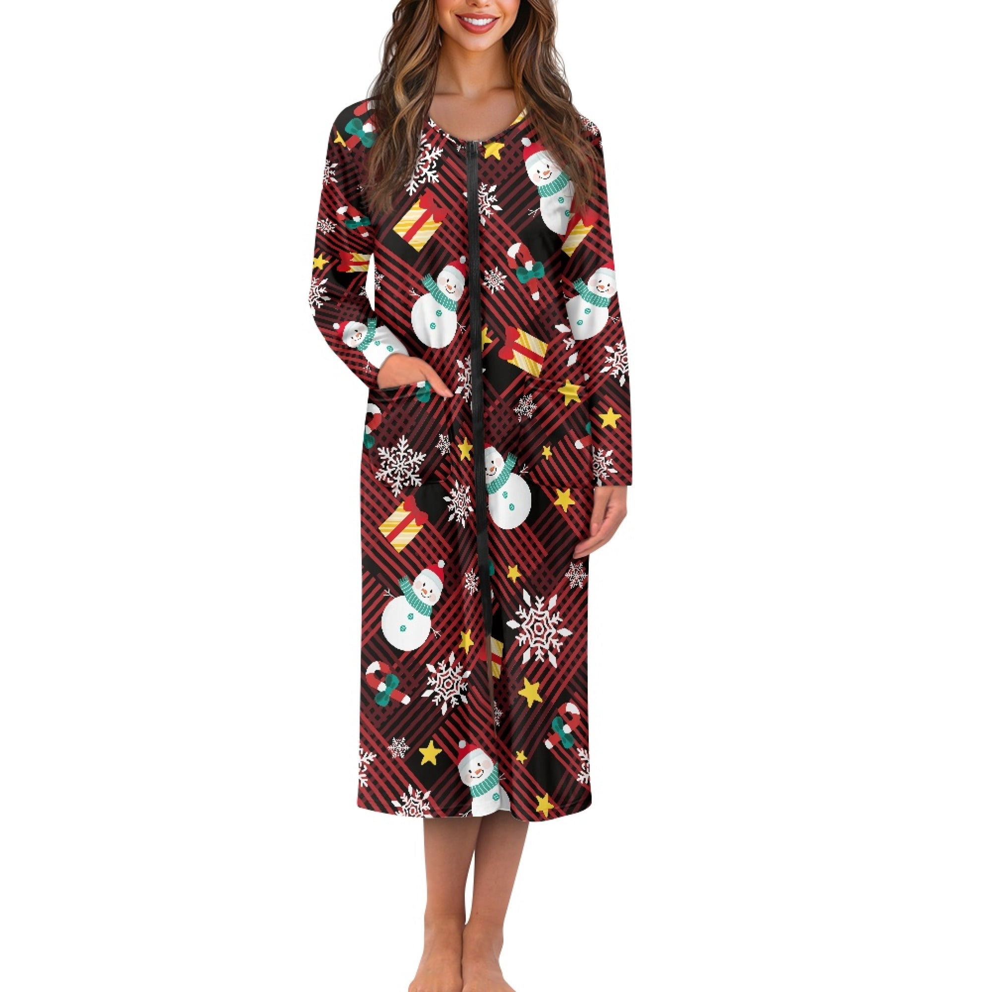 Yuyamidu Snowman Long Sleeve Robe for Women After Shower Snowflake ...