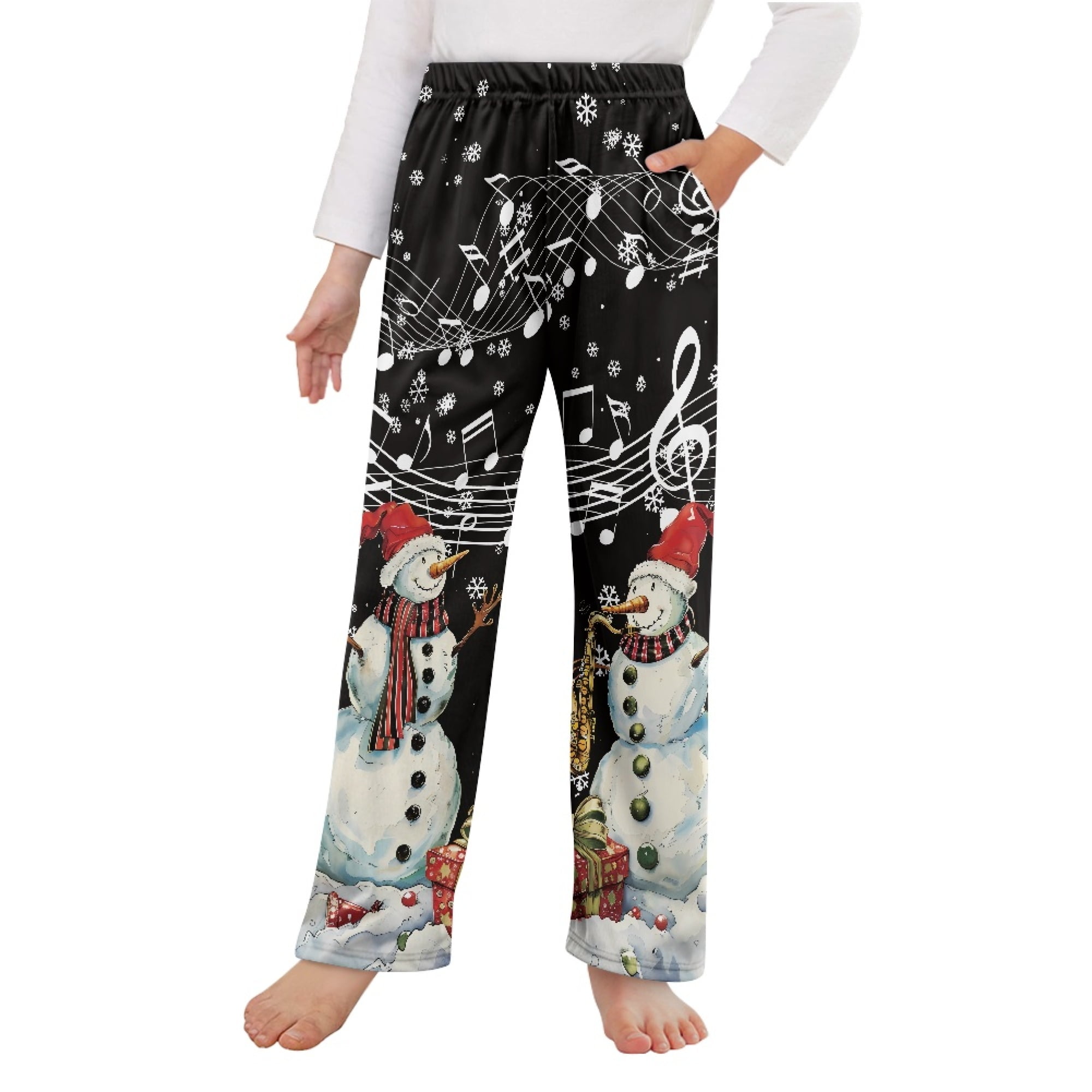 Yuyamidu Snowman Pants for Kids Boys Music Note Long Pajama Pants Girls ...