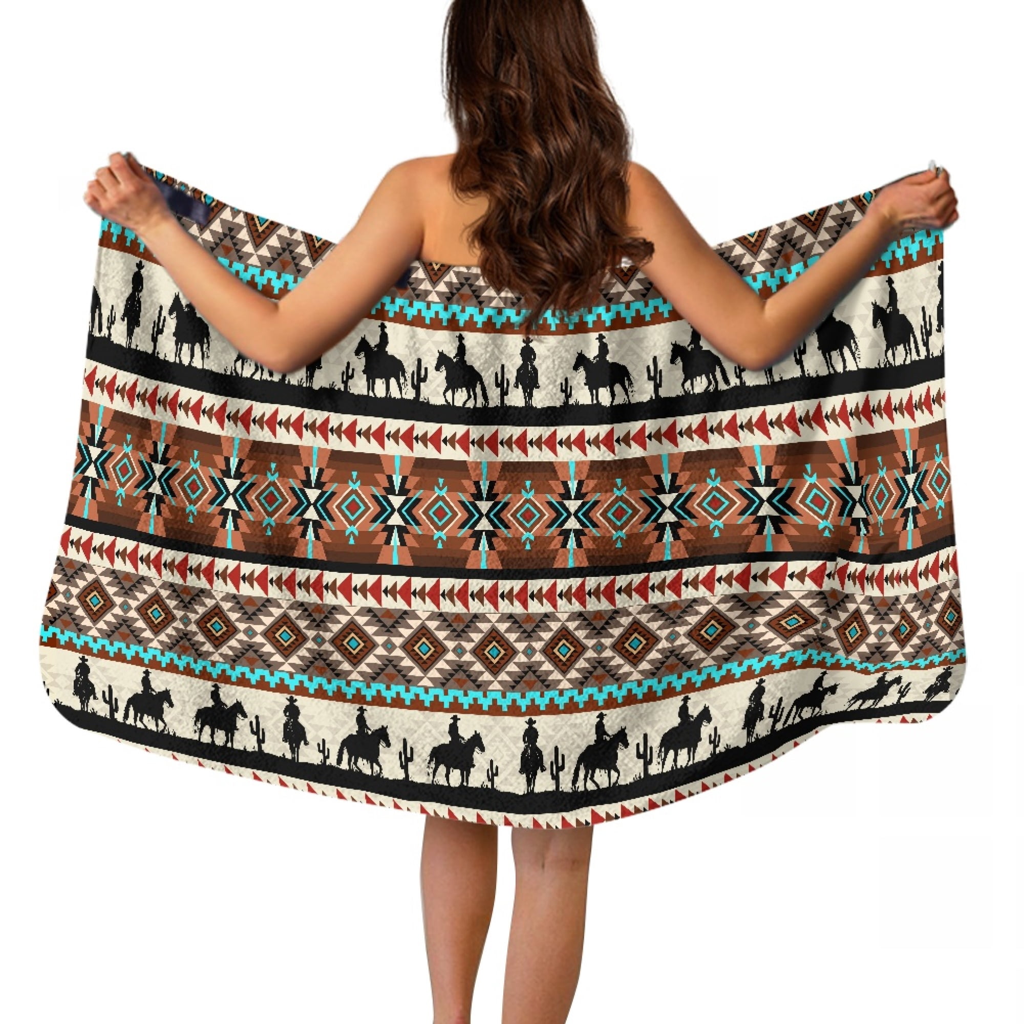 Yuyamidu Southwest Aztec Horse Shower Towel Wrap for Women Aztec Ethnic ...