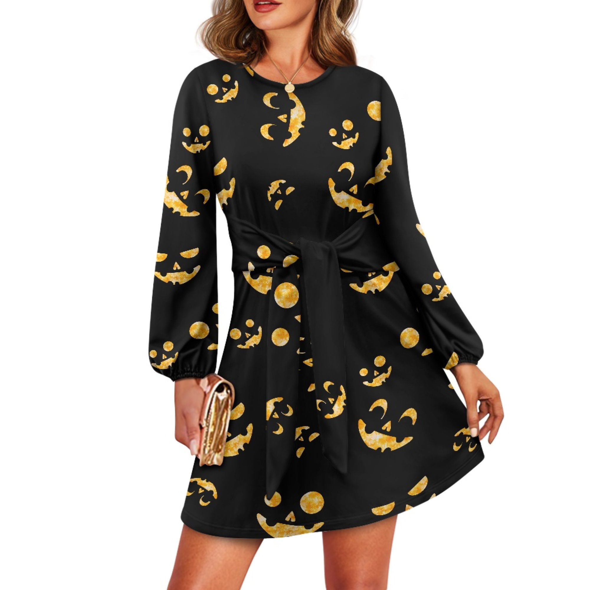 Yuyamidu Spooky Pumpkin A Line Midi Dress for Women Girls Halloween ...