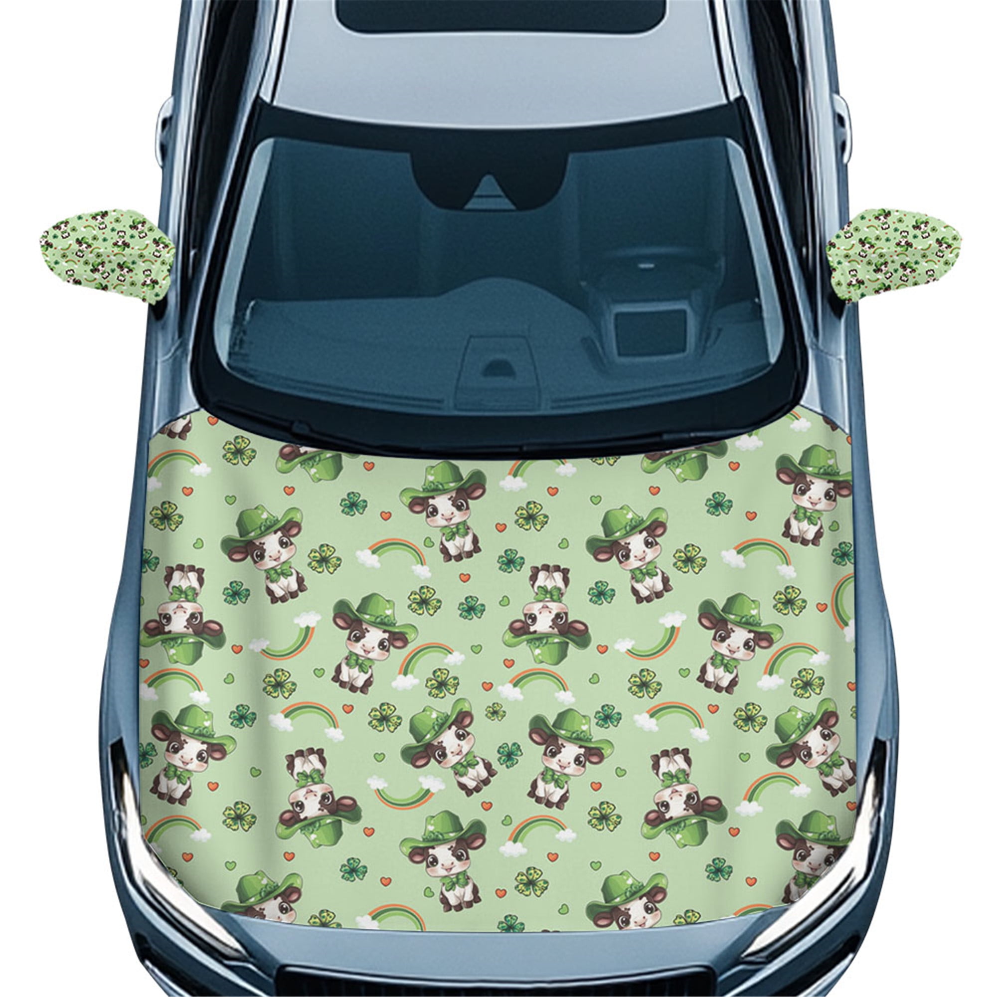 Yuyamidu St. Patrick's Day Car Hood Cover Wrap Cute Cow Side Mirror ...