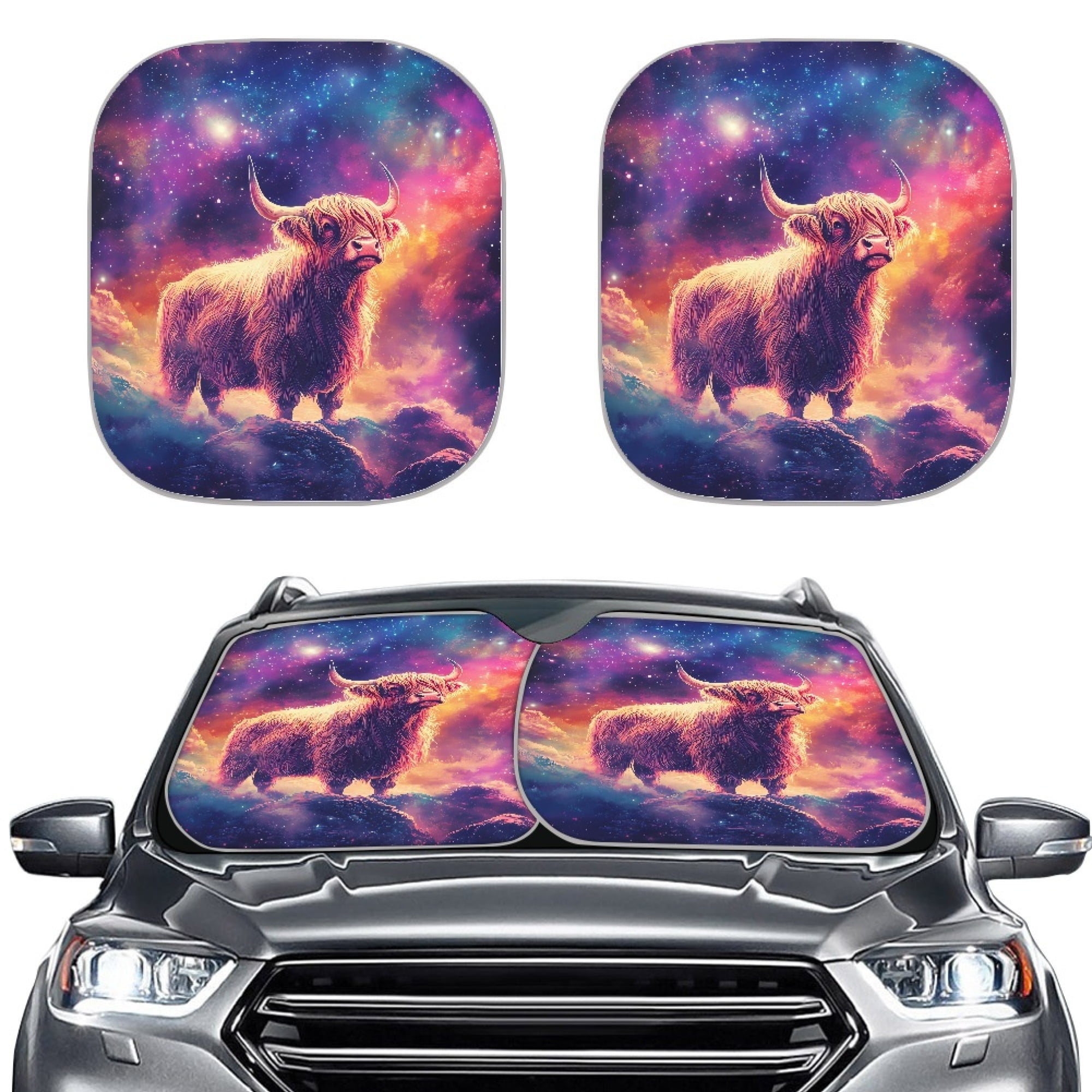 Yuyamidu Starry Sky Car Sun Shade Windshield Highland Cow Windshield ...