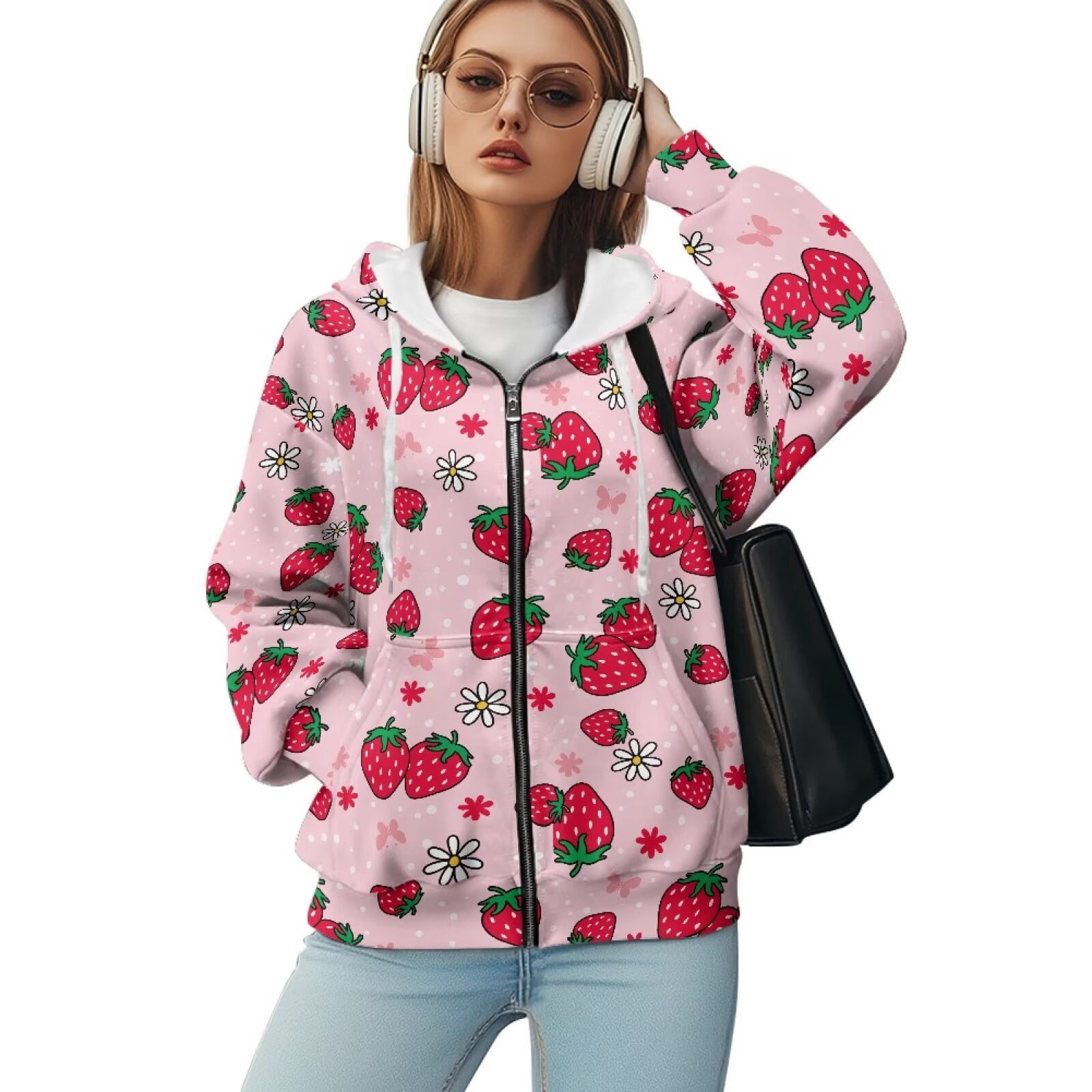 Yuyamidu Strawberry Sweatshirt for Women Oversized Hoodie Athletic ...