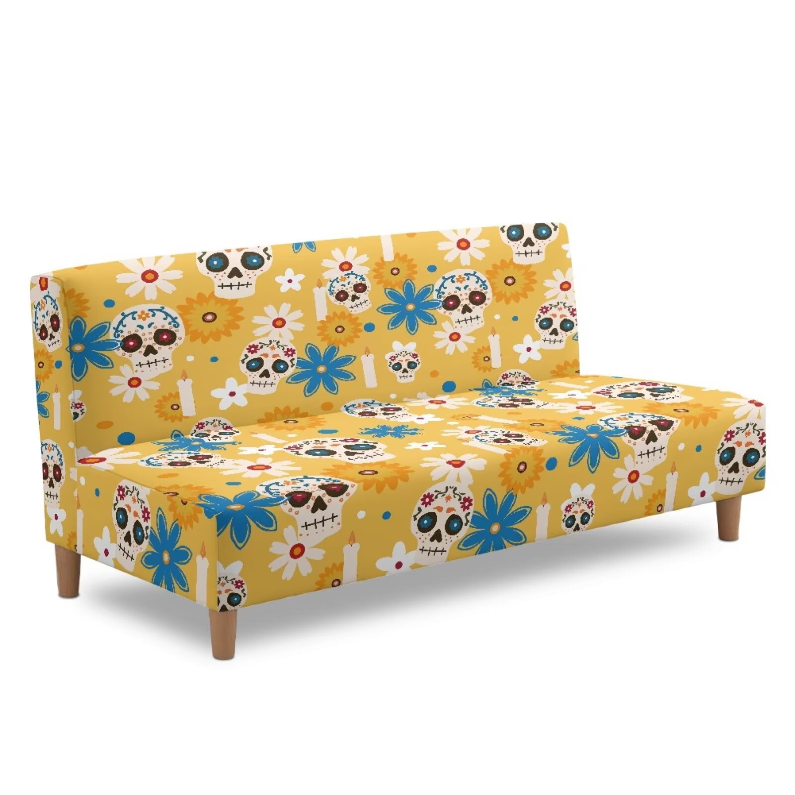 Yuyamidu Sugar Skull Futon Cover Armless Sofa Covers Non Slip Armless ...