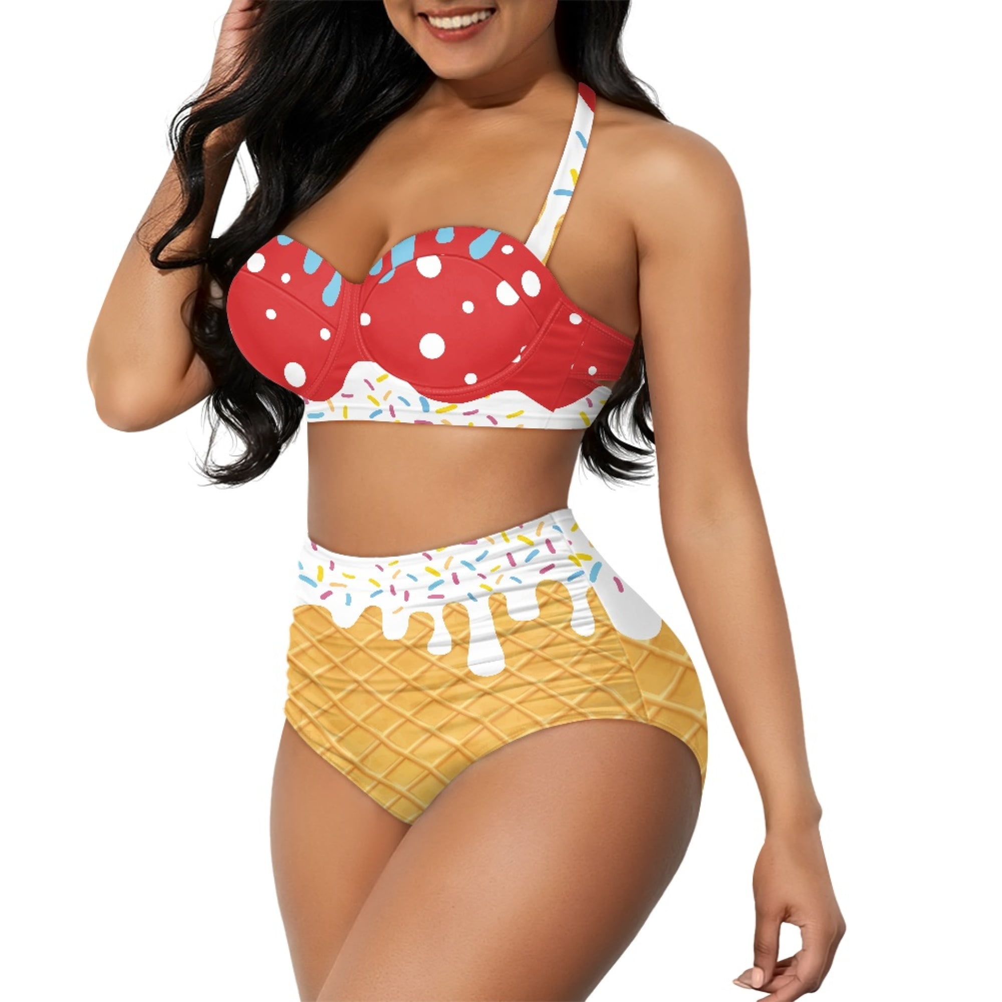 Yuyamidu Summer Women 2 Pieces Bathing Suit Print Swimsuit Set Ice ...