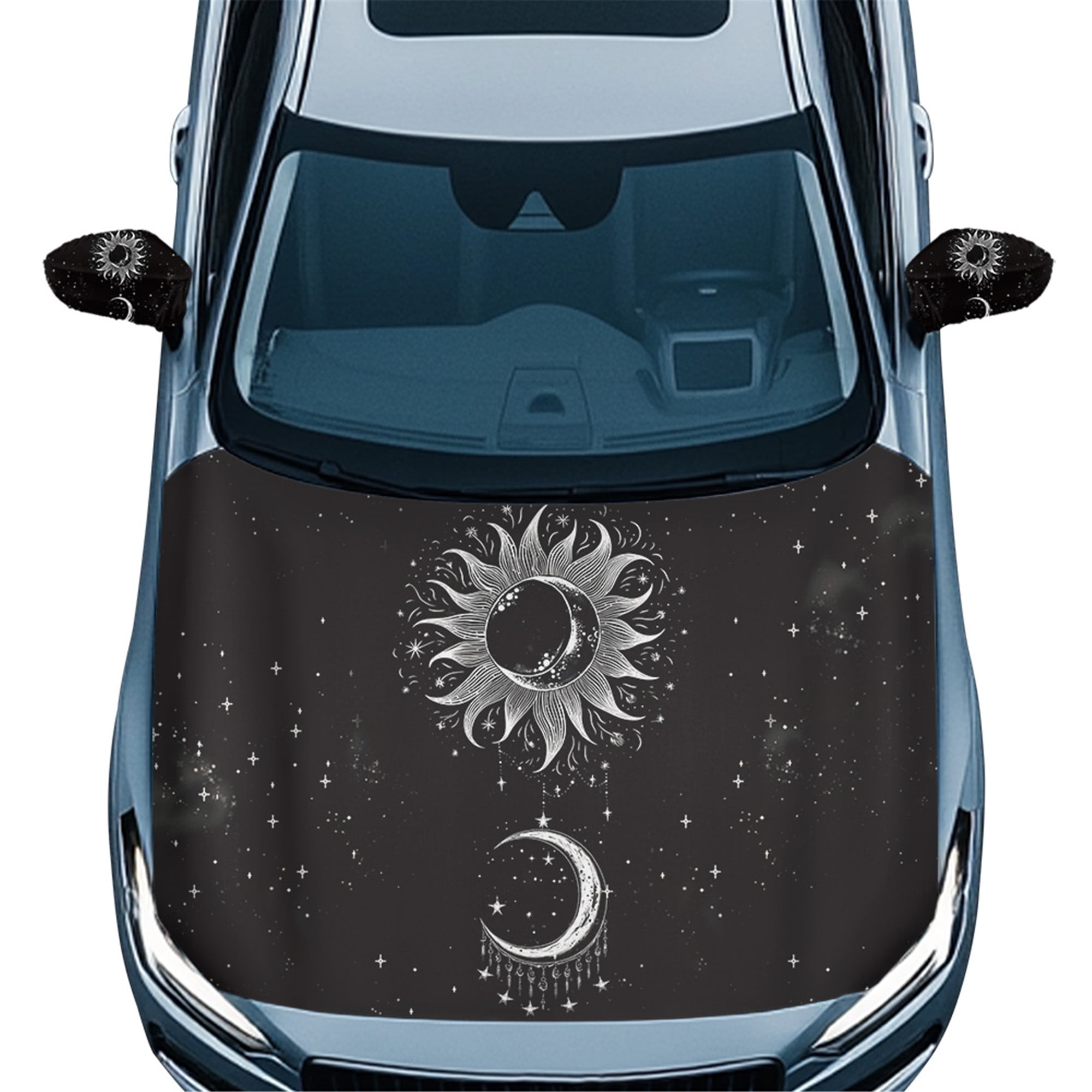 Yuyamidu Sun and Moon Car Hood Covers Black Side Mirror Covers for Cars ...