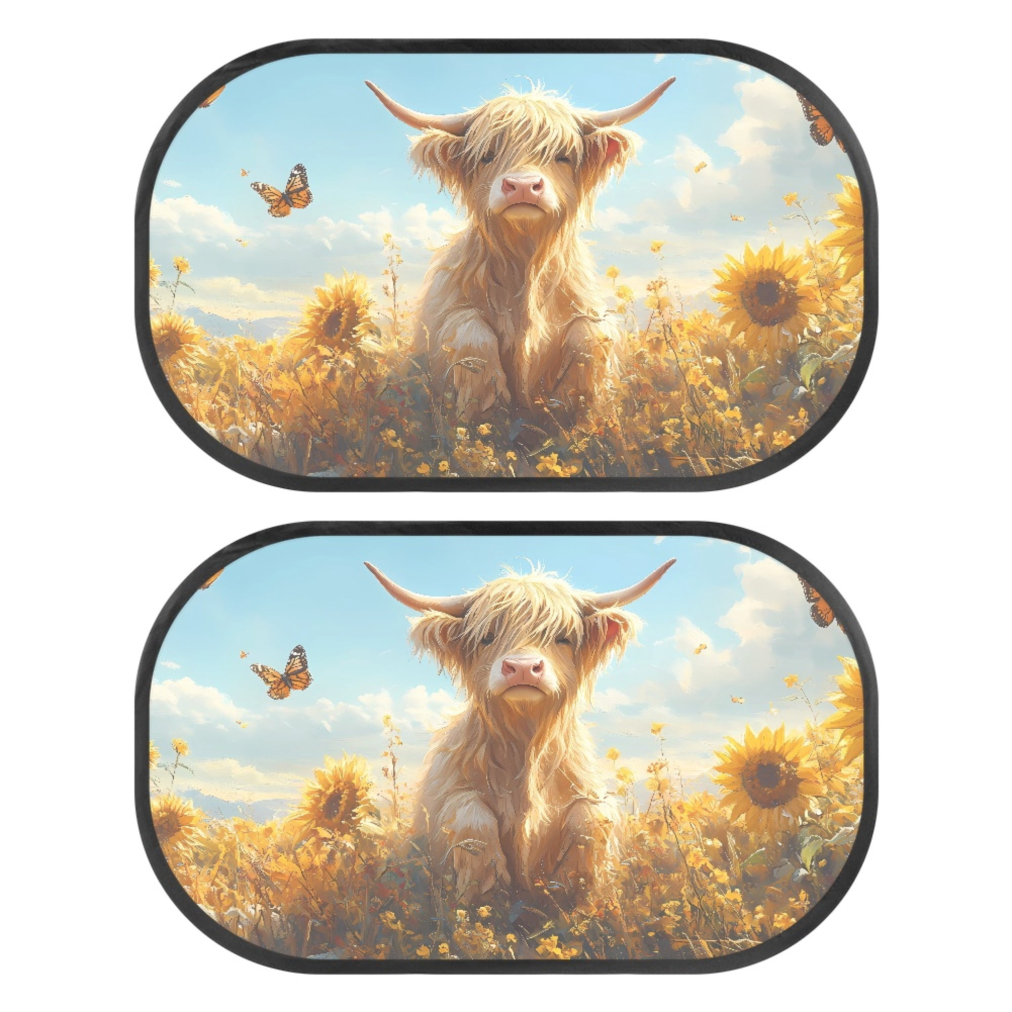 Yuyamidu Sunflower Car Window Shades for Baby 2 Pack Highland Cow Car ...