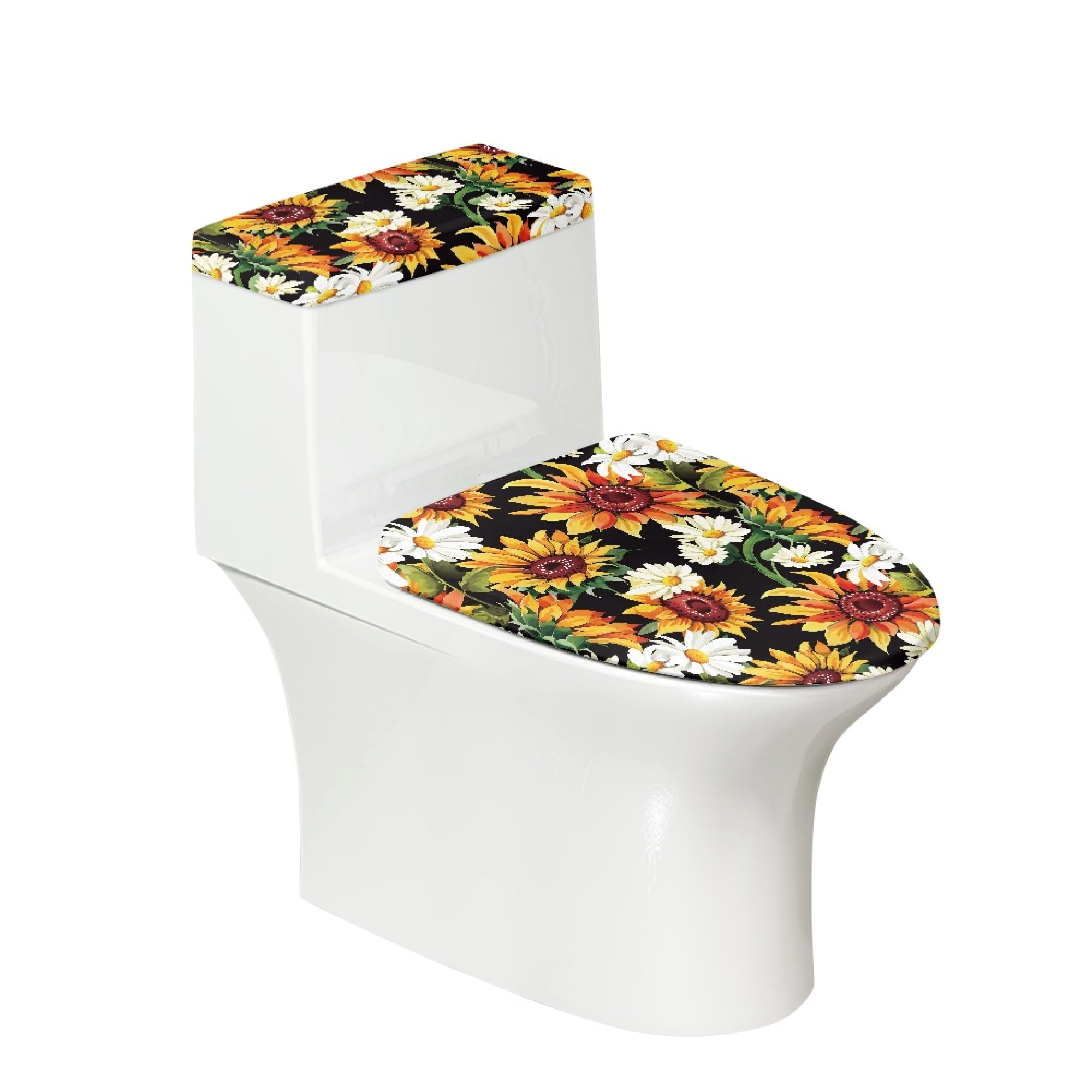 Yuyamidu Sunflower Toilet Tank Cover Set of 2 Daisy Toilet Lid Dust Pad ...