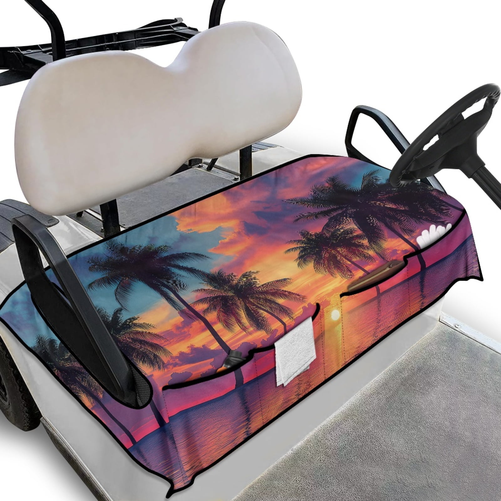 Yuyamidu Sunset Golf Cart Seat Covers Coconut Tree Golf Cart Cushion ...