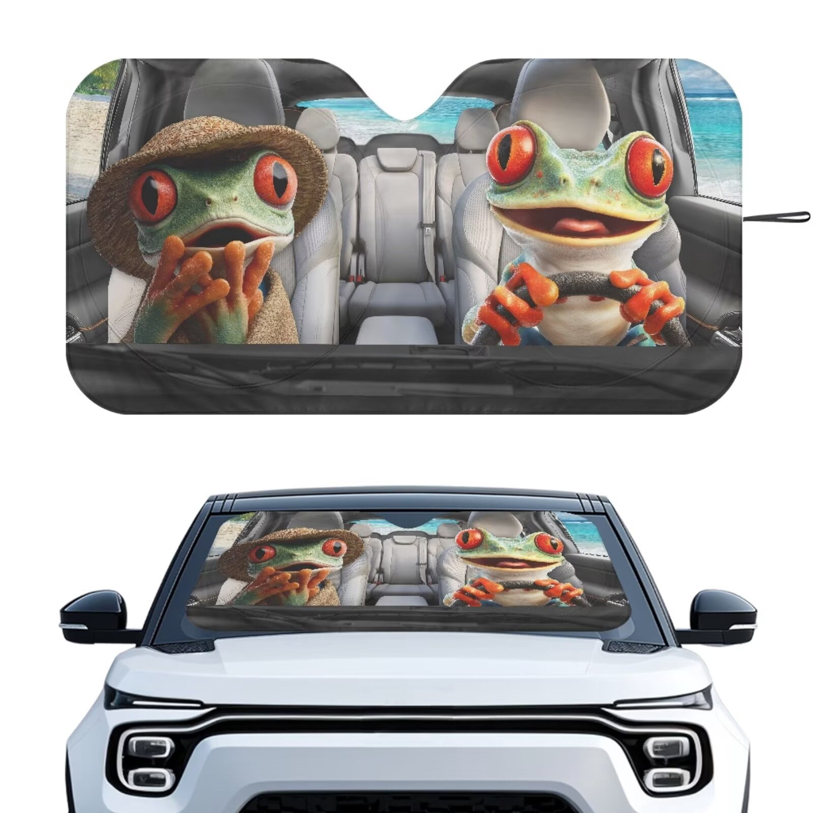 Yuyamidu Surprise Frog Design Windshield Sun Shade Funny Driving Car ...