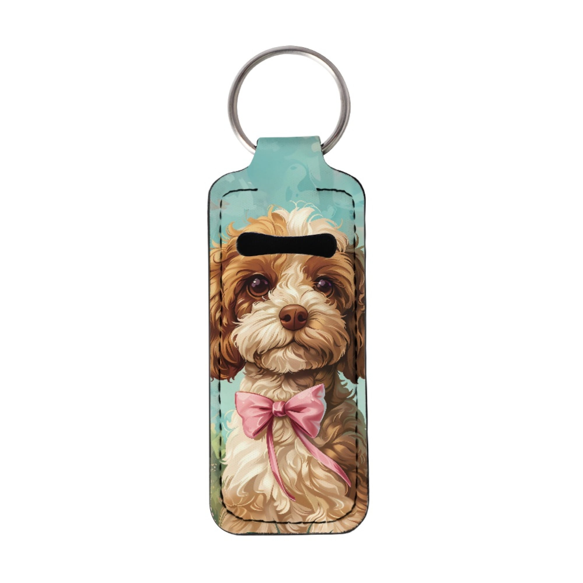 Yuyamidu Teddy Chapstick Holder Keychain for Women Girls Cute Dog Lipstick Case Neoprene Balm ...